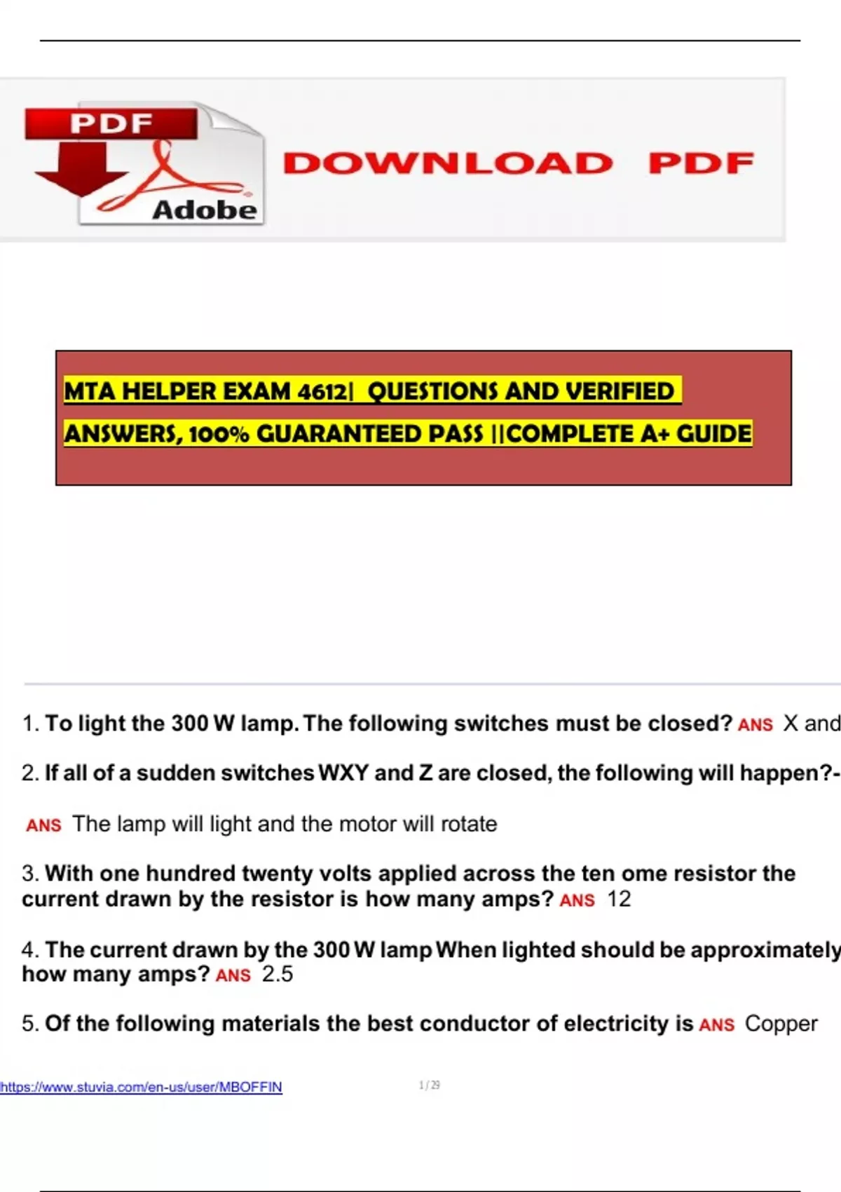 MTA HELPER EXAM 4612| QUESTIONS AND VERIFIED ANSWERS, 100% GUARANTEED ...