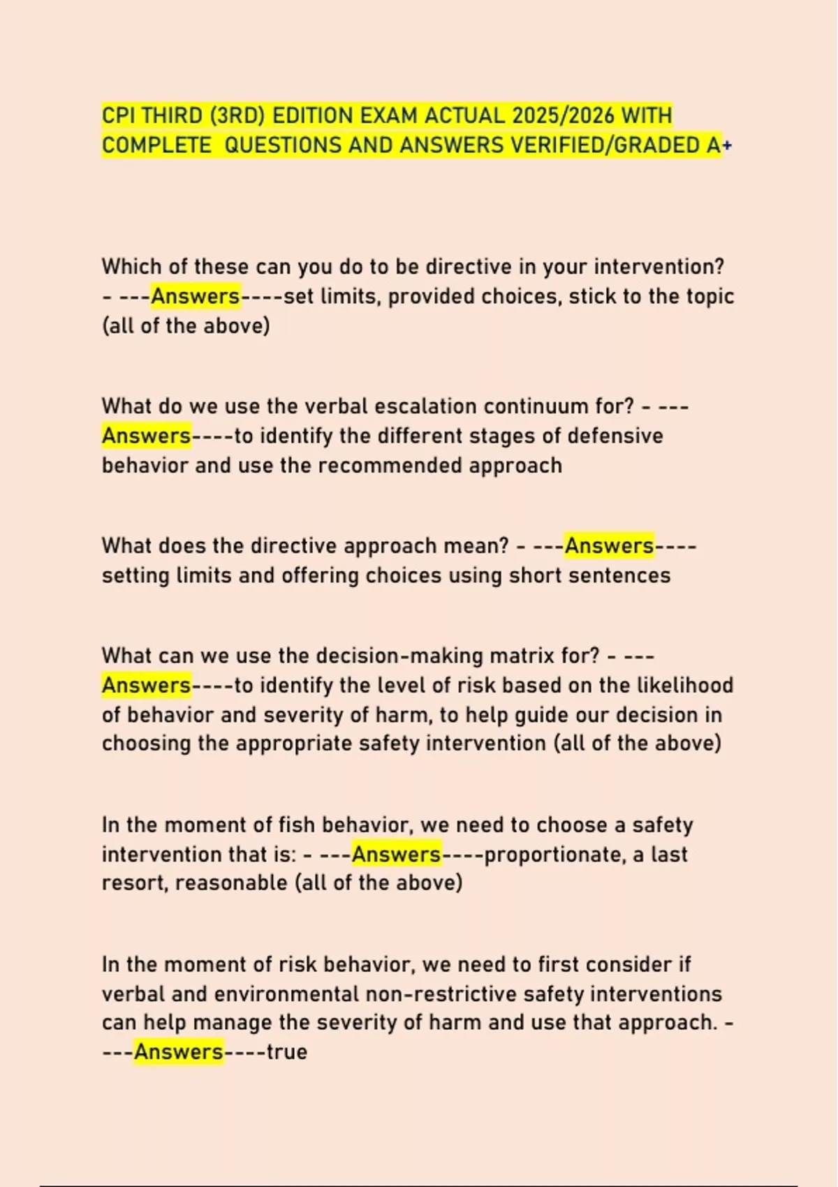 CPI THIRD (3RD) EDITION EXAM ACTUAL 2025/2026 WITH COMPLETE QUESTIONS ...