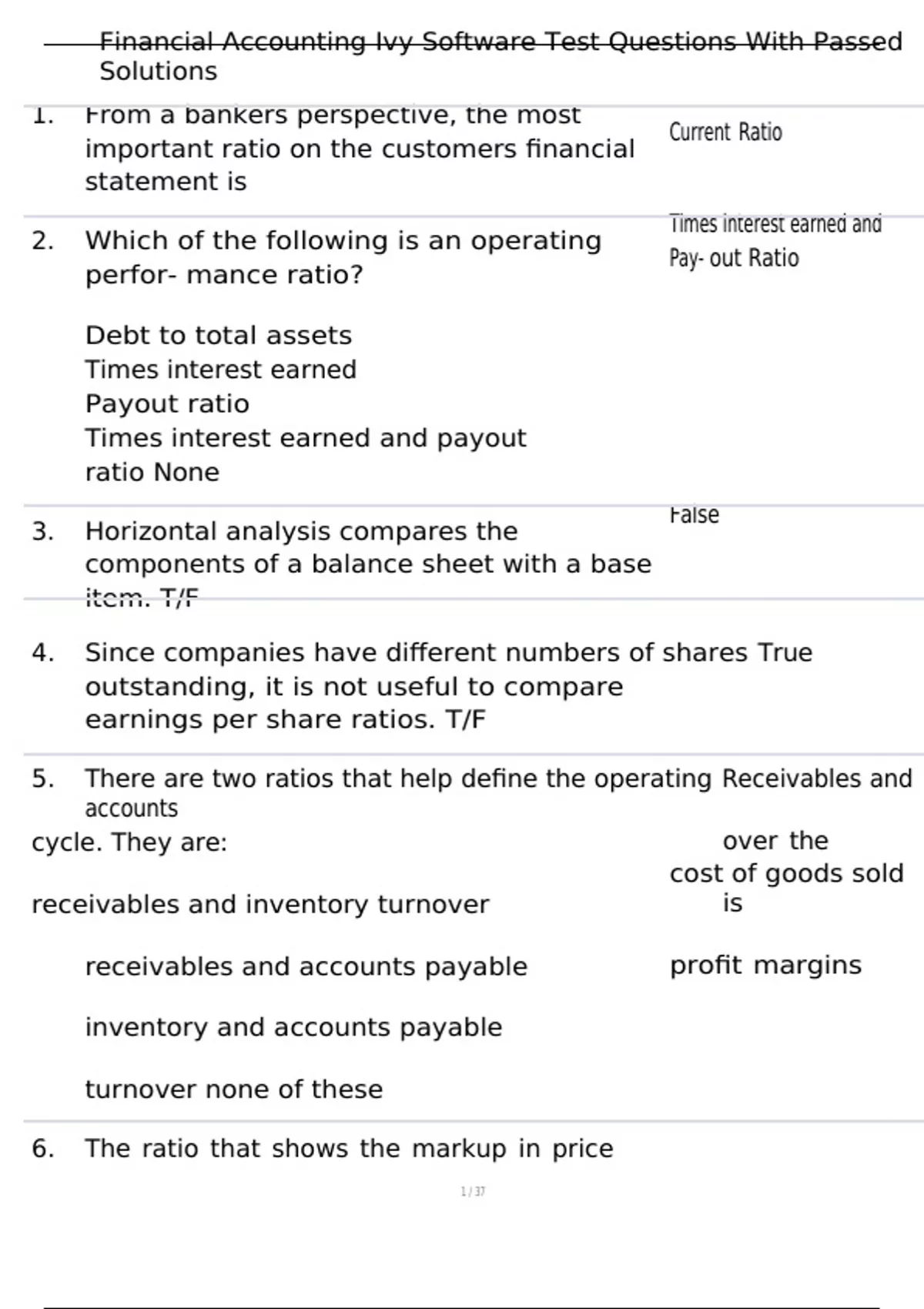 Financial Accounting Ivy Software Test Questions With Passed Solutions ...
