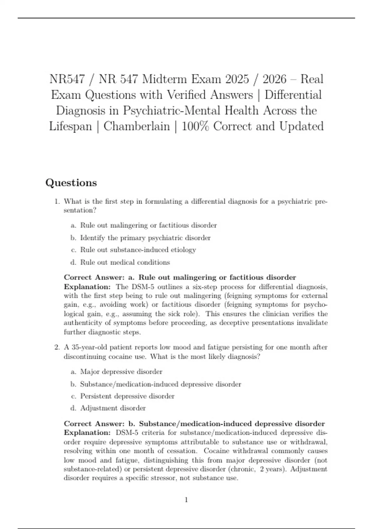 NR547 / NR 547 Midterm Exam 2025 / 2026 – Real Exam Questions with Verified Answers ...