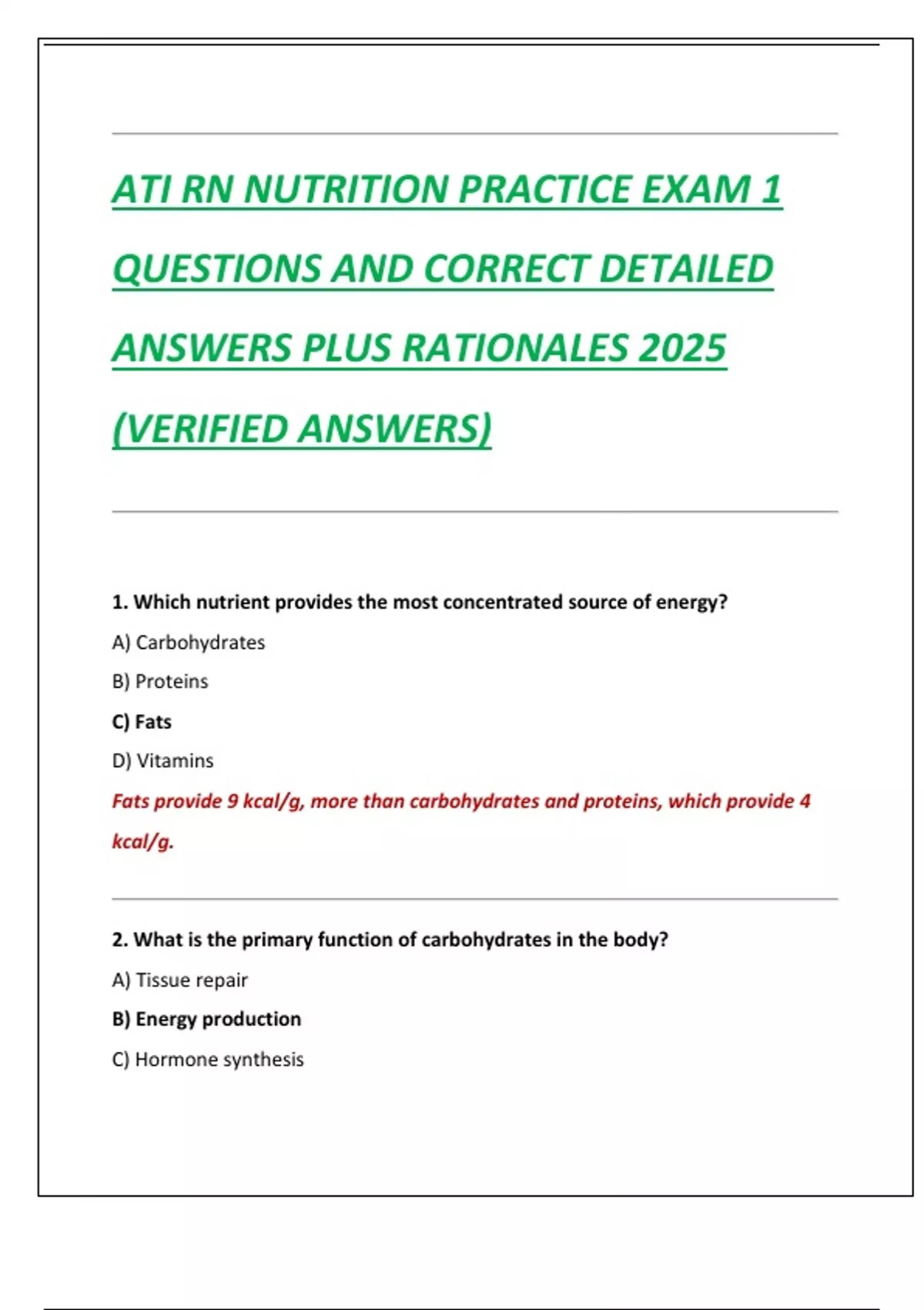 ATI RN NUTRITION PRACTICE EXAM 1 QUESTIONS AND CORRECT DETAILED ANSWERS ...