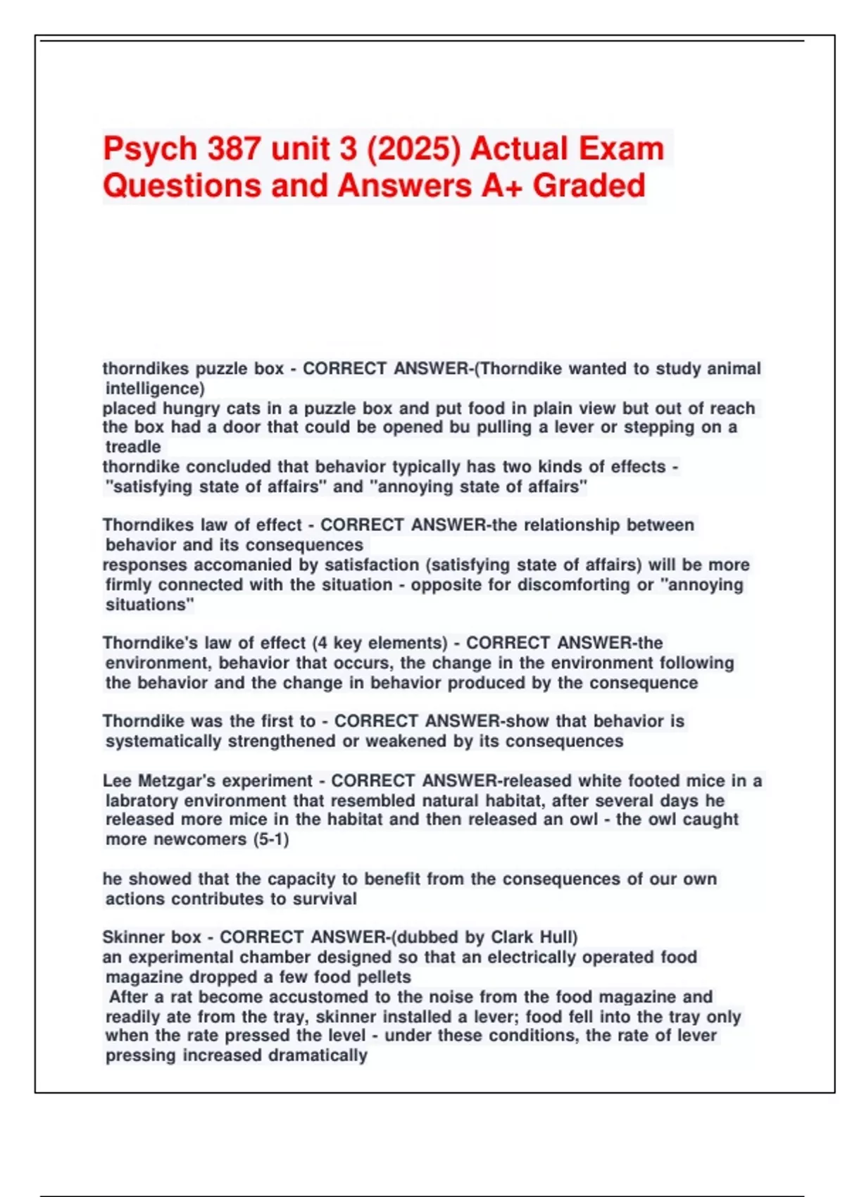 Psych 387 unit 3 (2025) Actual Exam Questions and Answers A+ Graded ...