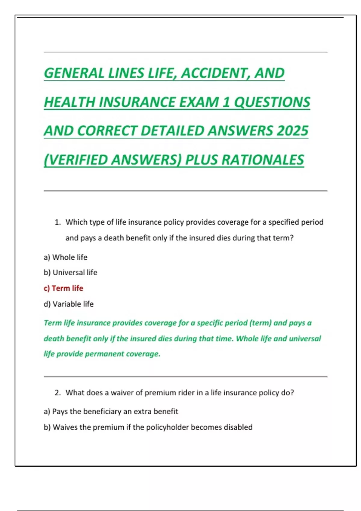 Compilation Bundle FOR GENERAL LINES LIFE, ACCIDENT, AND HEALTH ...