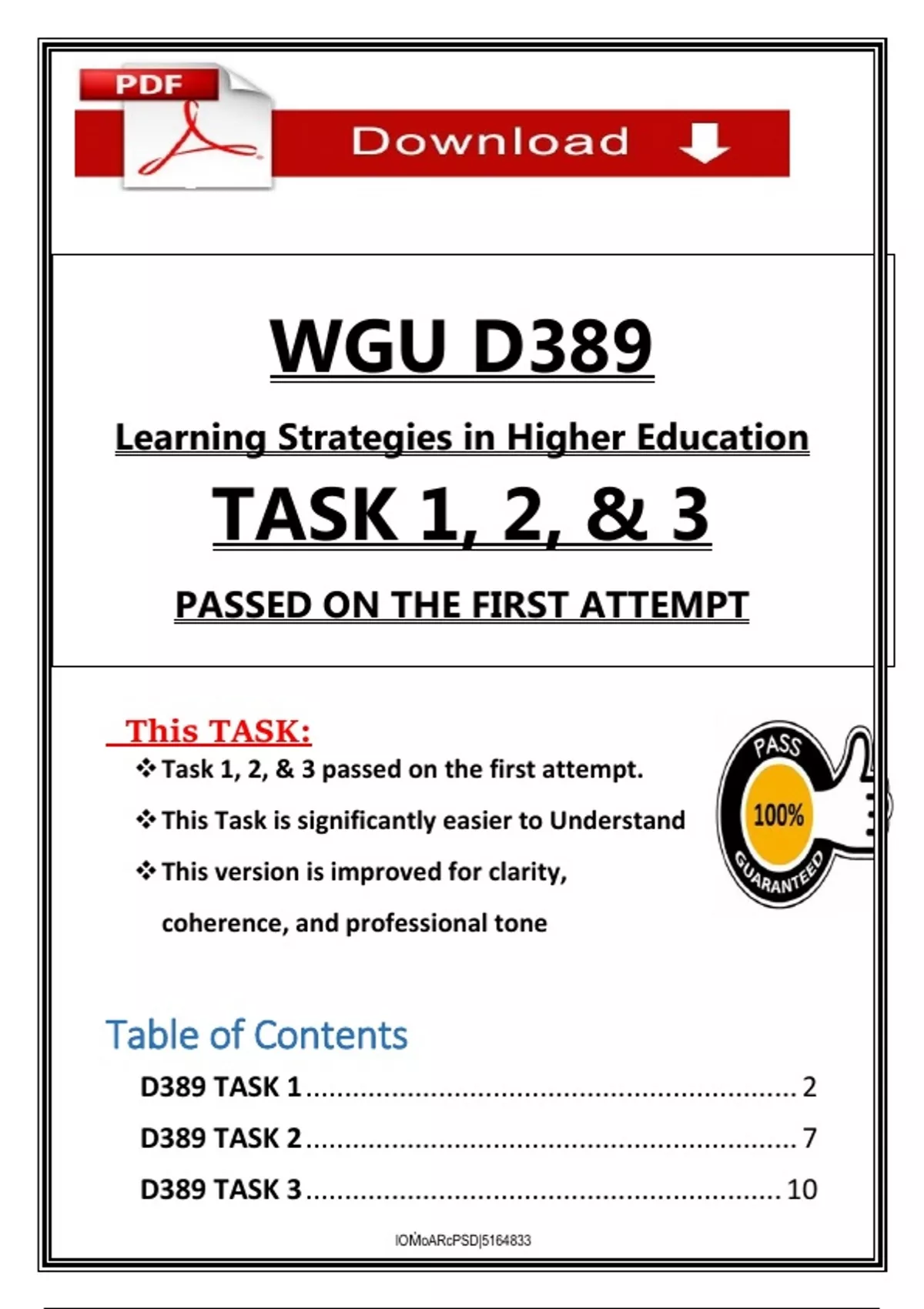 D389 Task 1, Task 2 & Task 3 - Passed on First Attempt - 2025 Complete ...