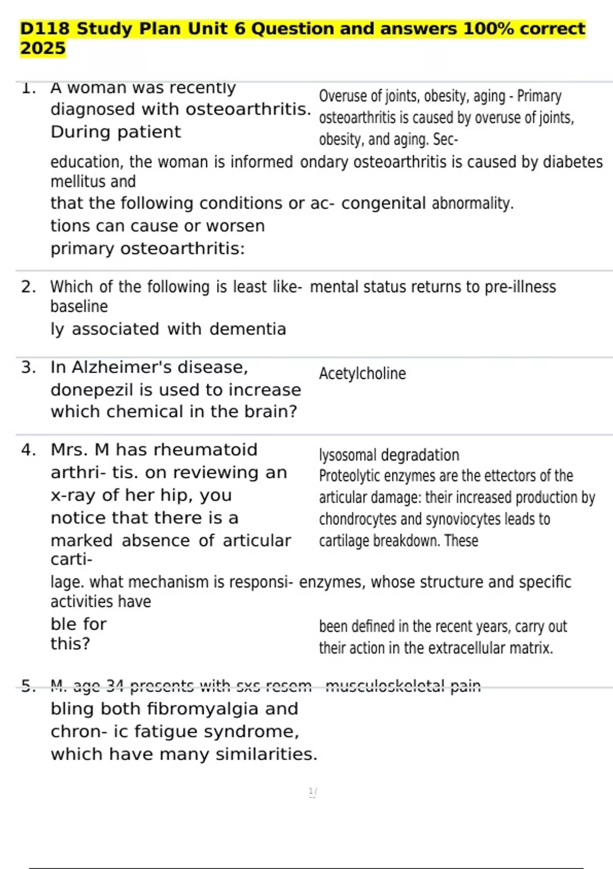D118 Study Plan Unit 6 Question and answers 100% correct 2025 - D118 ...