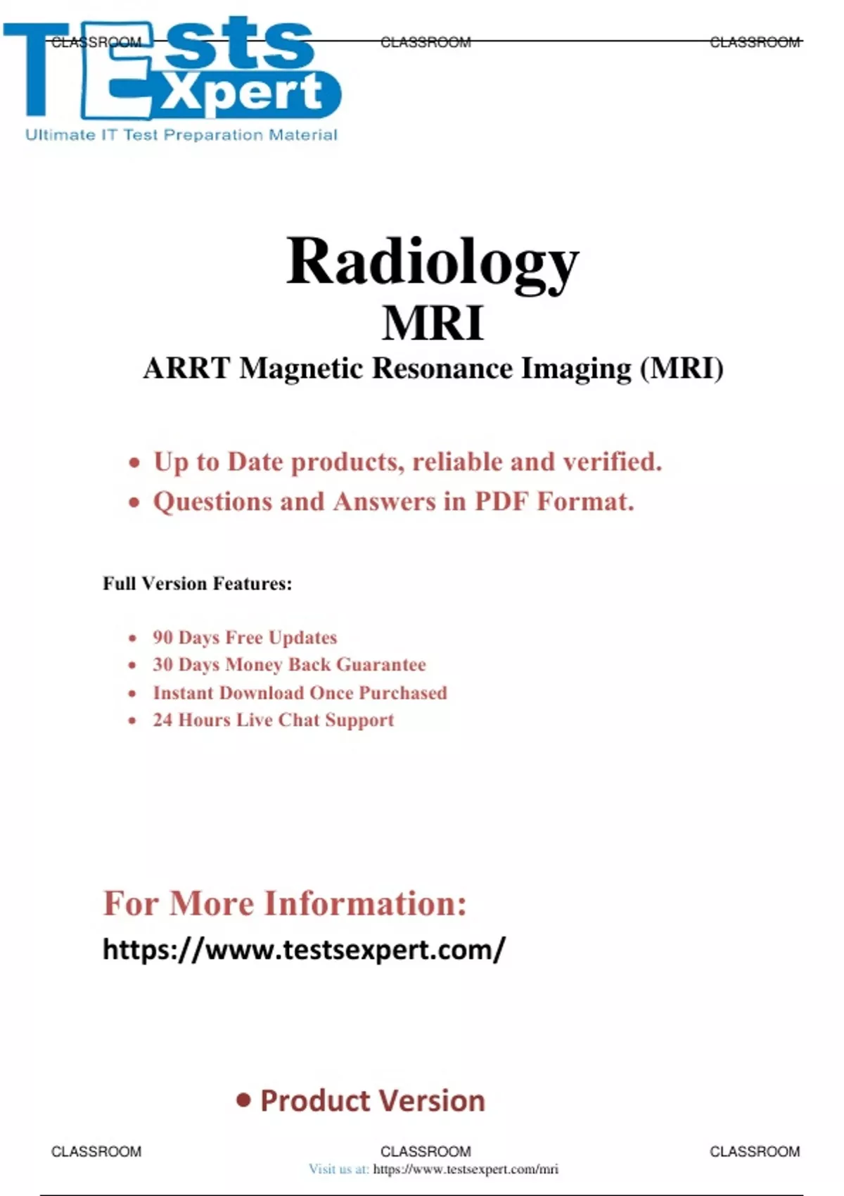 Radiology MRI ARRT Magnetic Resonance Imaging (MRI) - ARRY ACT - Stuvia US