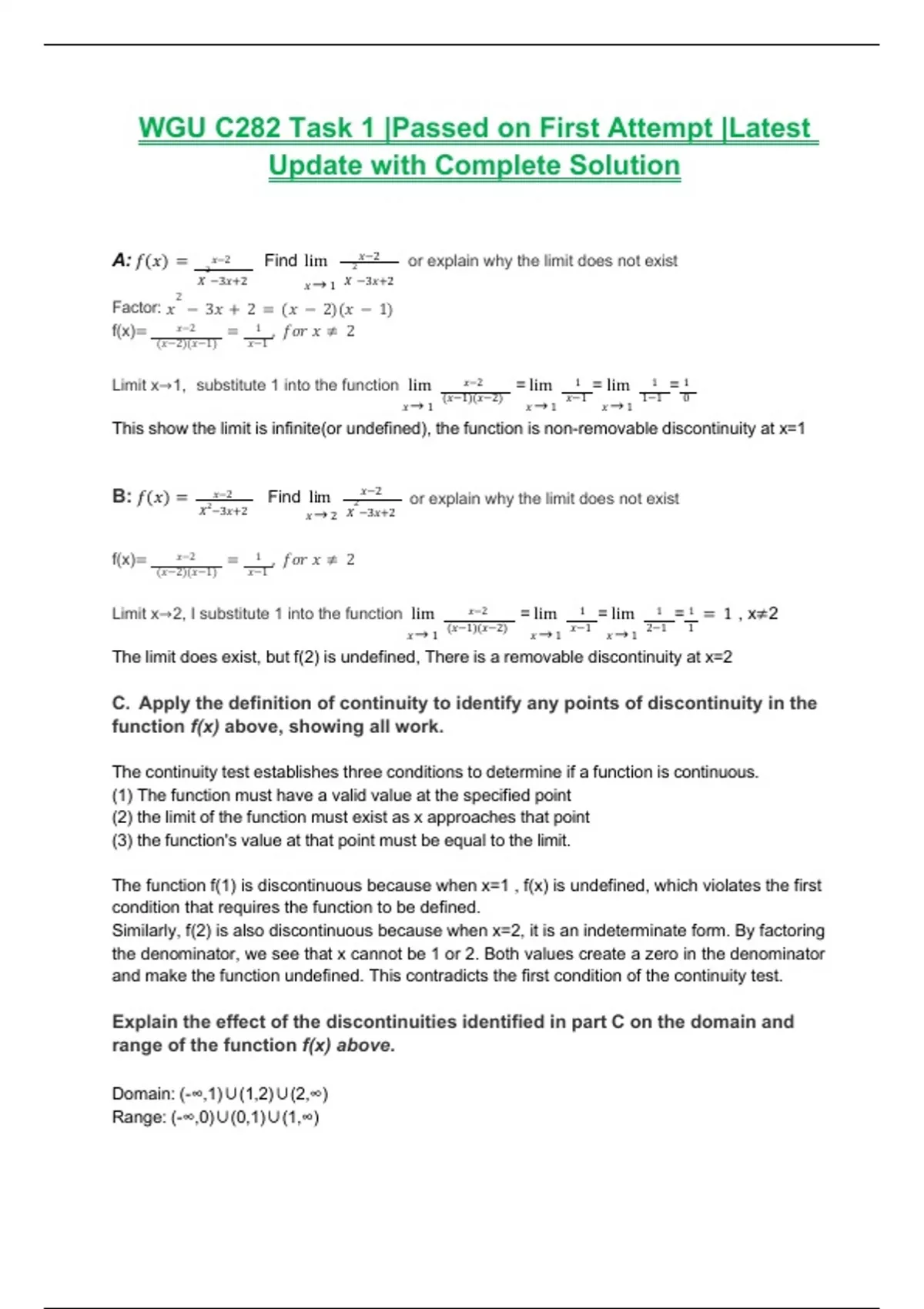 WGU C282 Task 1 |Passed on First Attempt |Latest Update with Complete ...