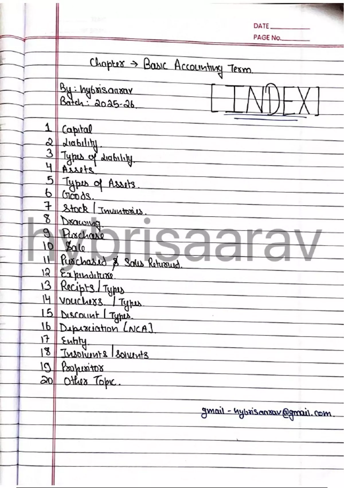 Basic Accounting Terms Class 11th Handwritten Notes for Batch 2025-26 ...