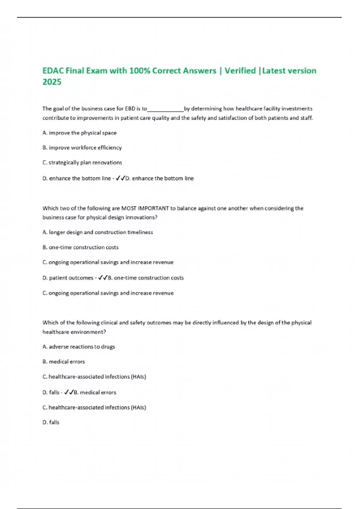 EDAC Final Exam with 100% Correct Answers | Verified |Latest version ...