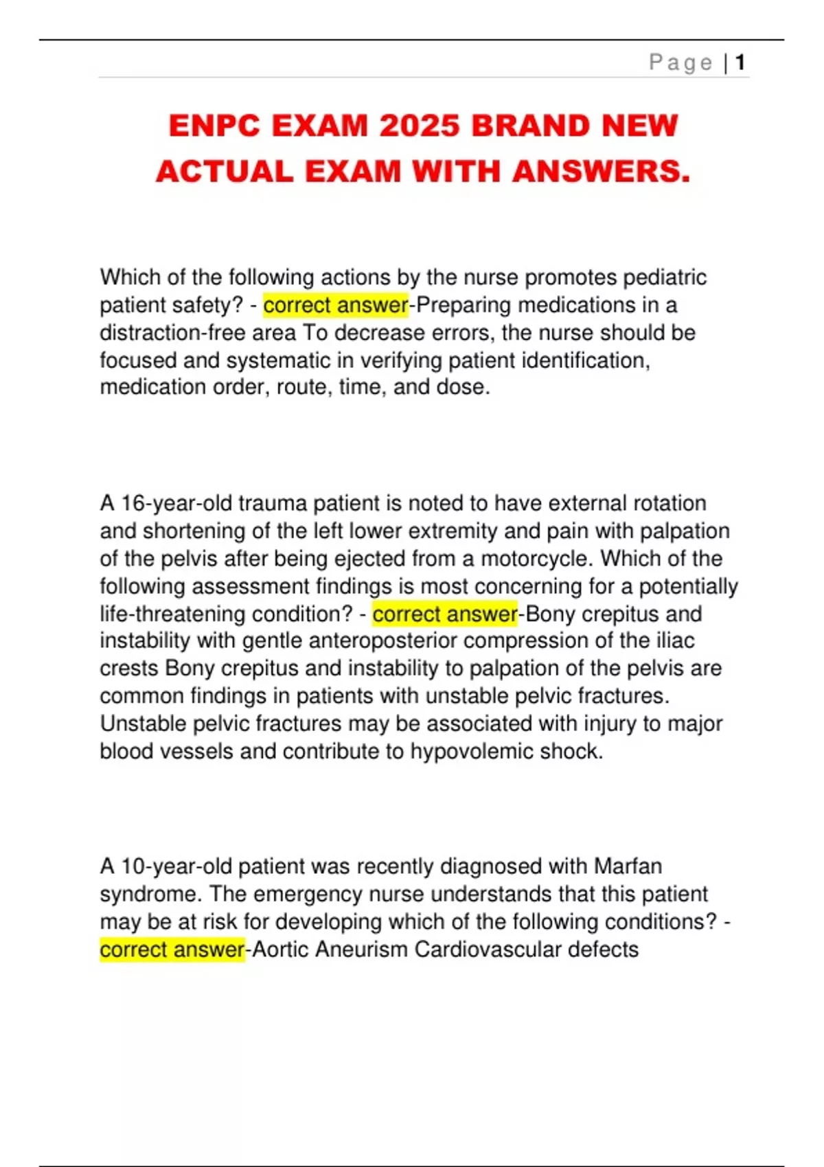 ENPC EXAM 2025 BRAND NEW ACTUAL EXAM WITH ANSWERS. - ENPC - Stuvia FR