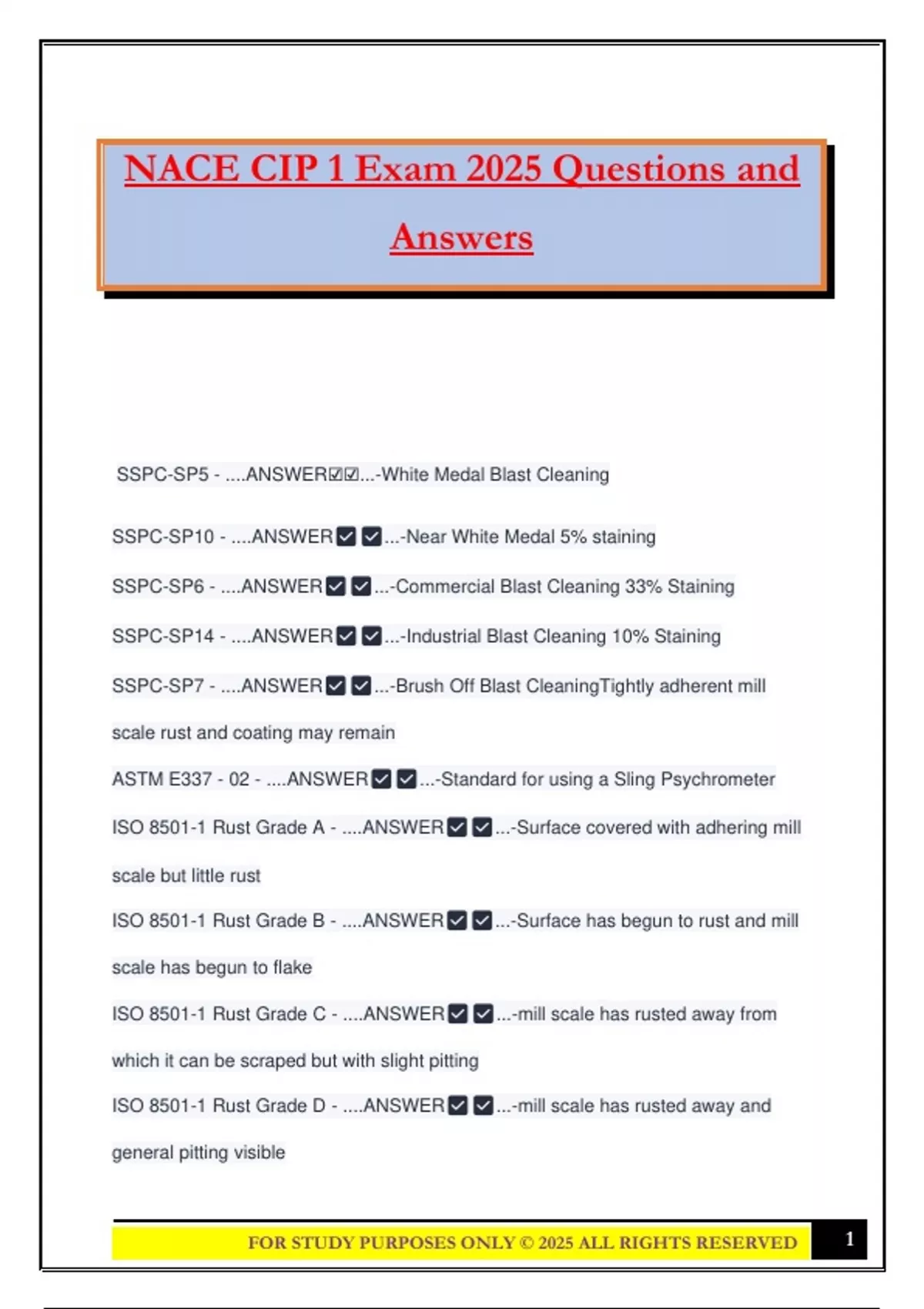 NACE CIP 1 Exam 2025 Questions and Answers - NACE CIP 1 - Stuvia US