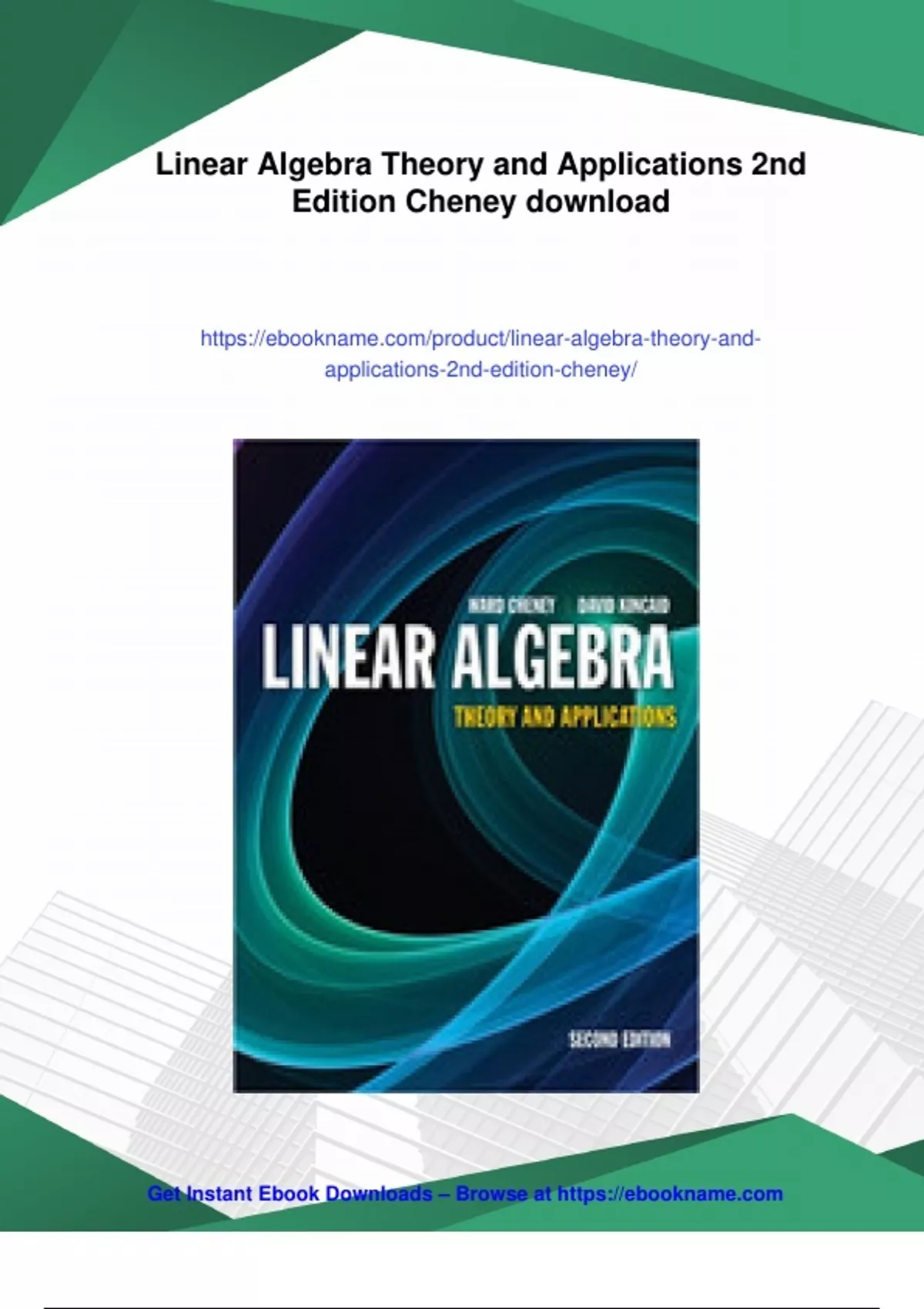 Summary Linear Algebra Theory and Applications 2nd Edition Cheney ...