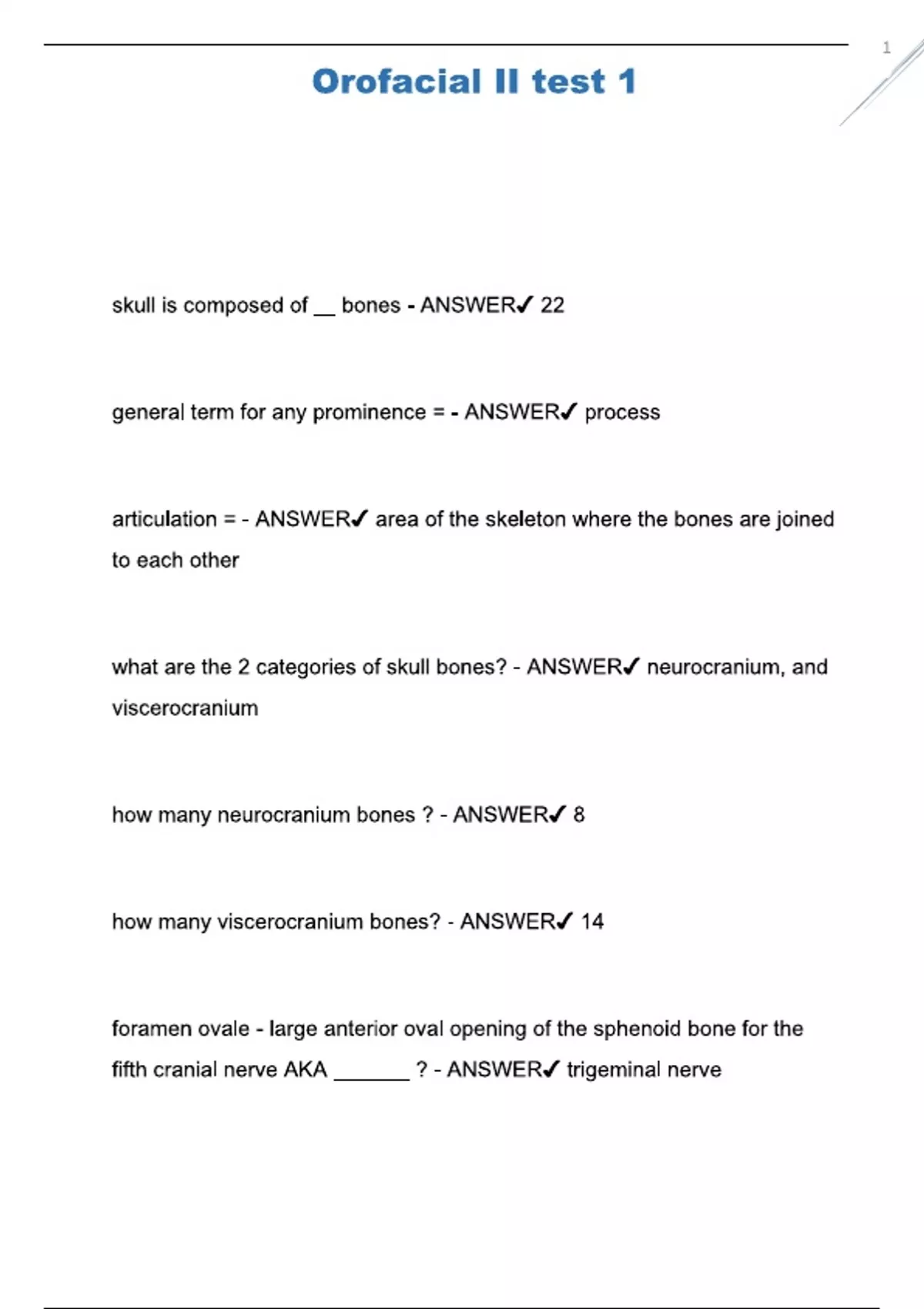 Orofacial II test 1 Anatomy of Orofacial Structures (New 2025/2026 ...