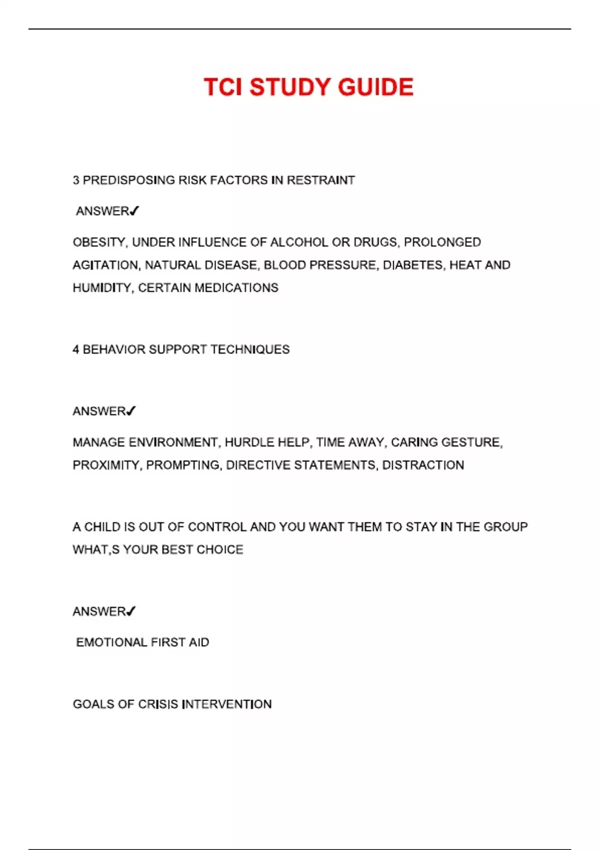 TCI STUDY GUIDE [NEW 2025/2026 UPDATE] ALL COMPREHENSIVE QUESTIONS AND ...