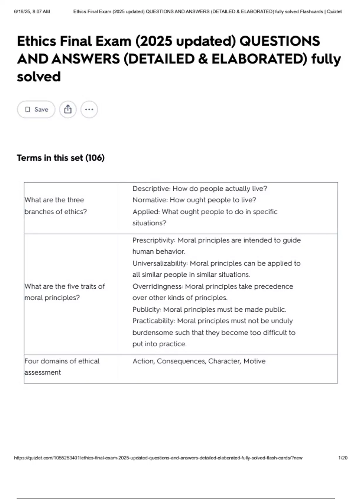 Ethics Final Exam (2025 updated) QUESTIONS AND ANSWERS (DETAILED & ELABORATED) fully solved ...