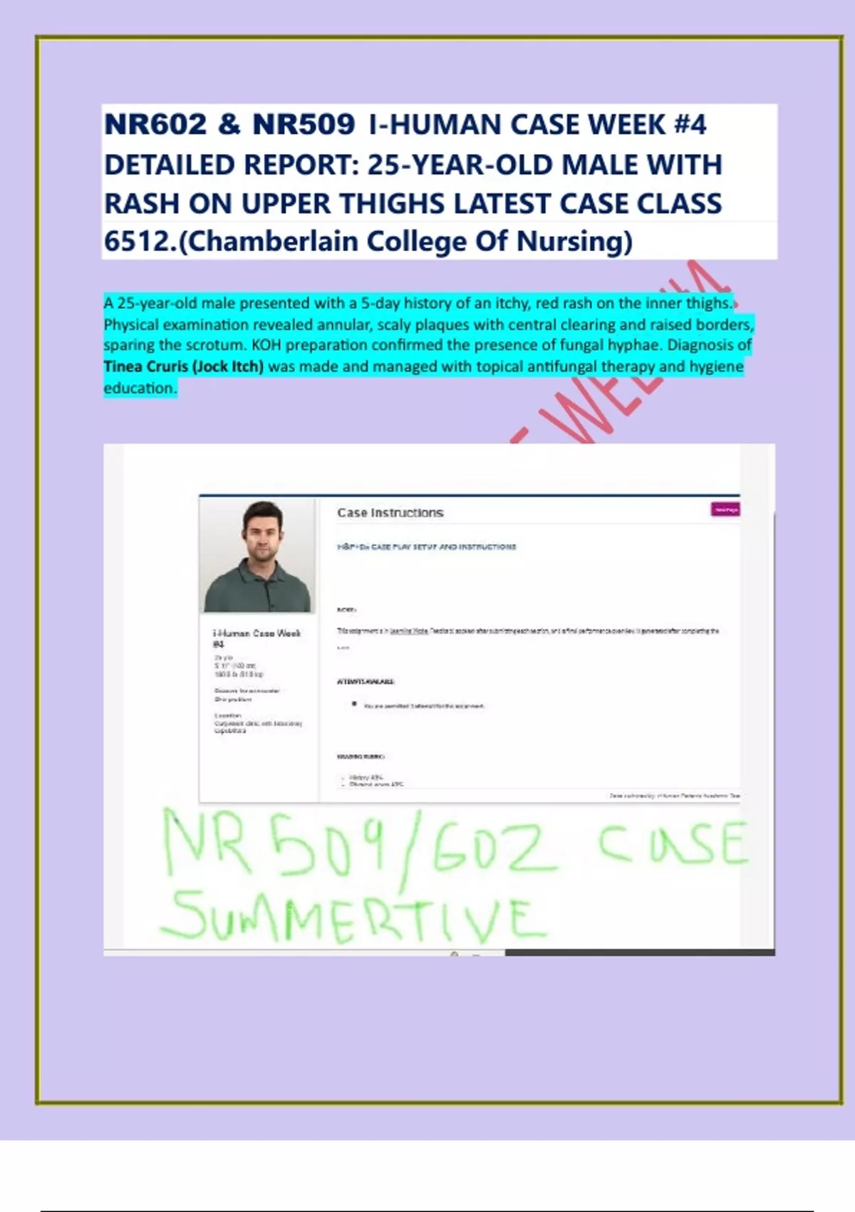 NR602 & NR509 I-HUMAN CASE WEEK #4 DETAILED REPORT: 25-YEAR-OLD MALE ...