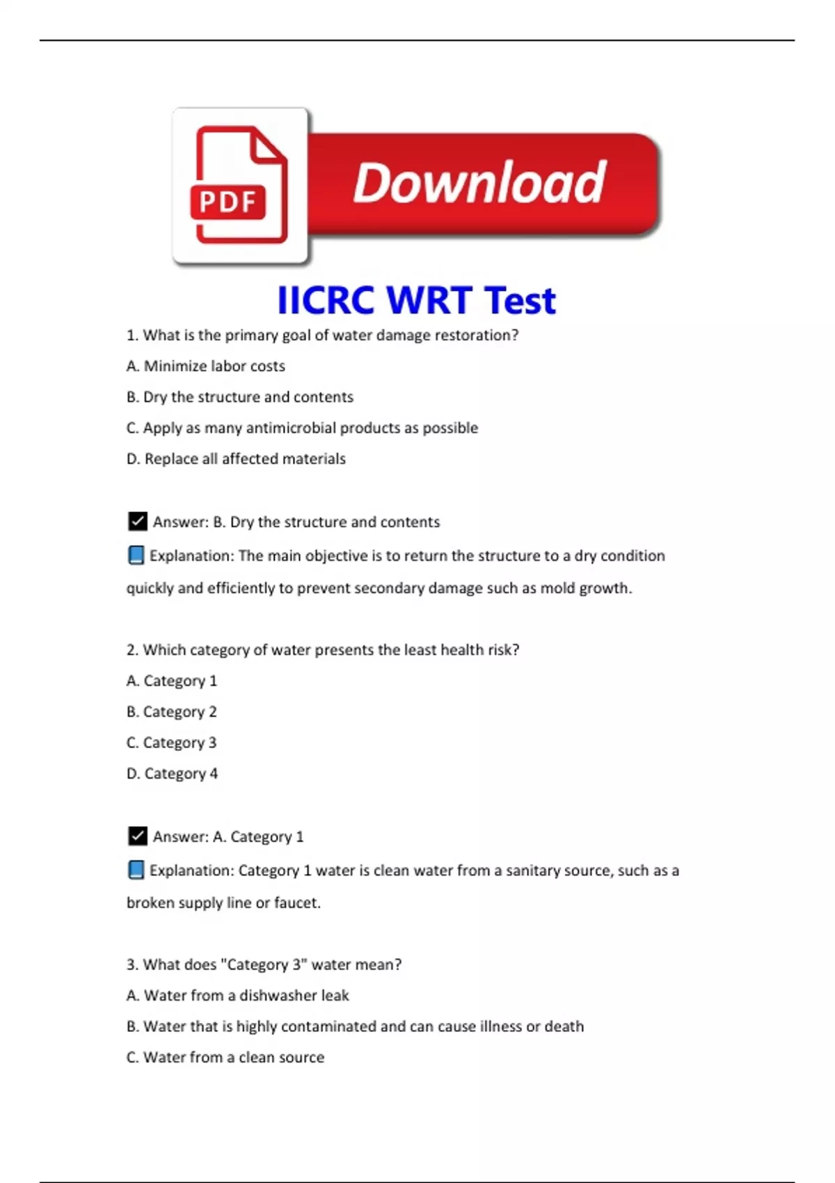 IICRC WRT 2025/ 2026 Test Questions and Verified Answers| 100% Correct ...