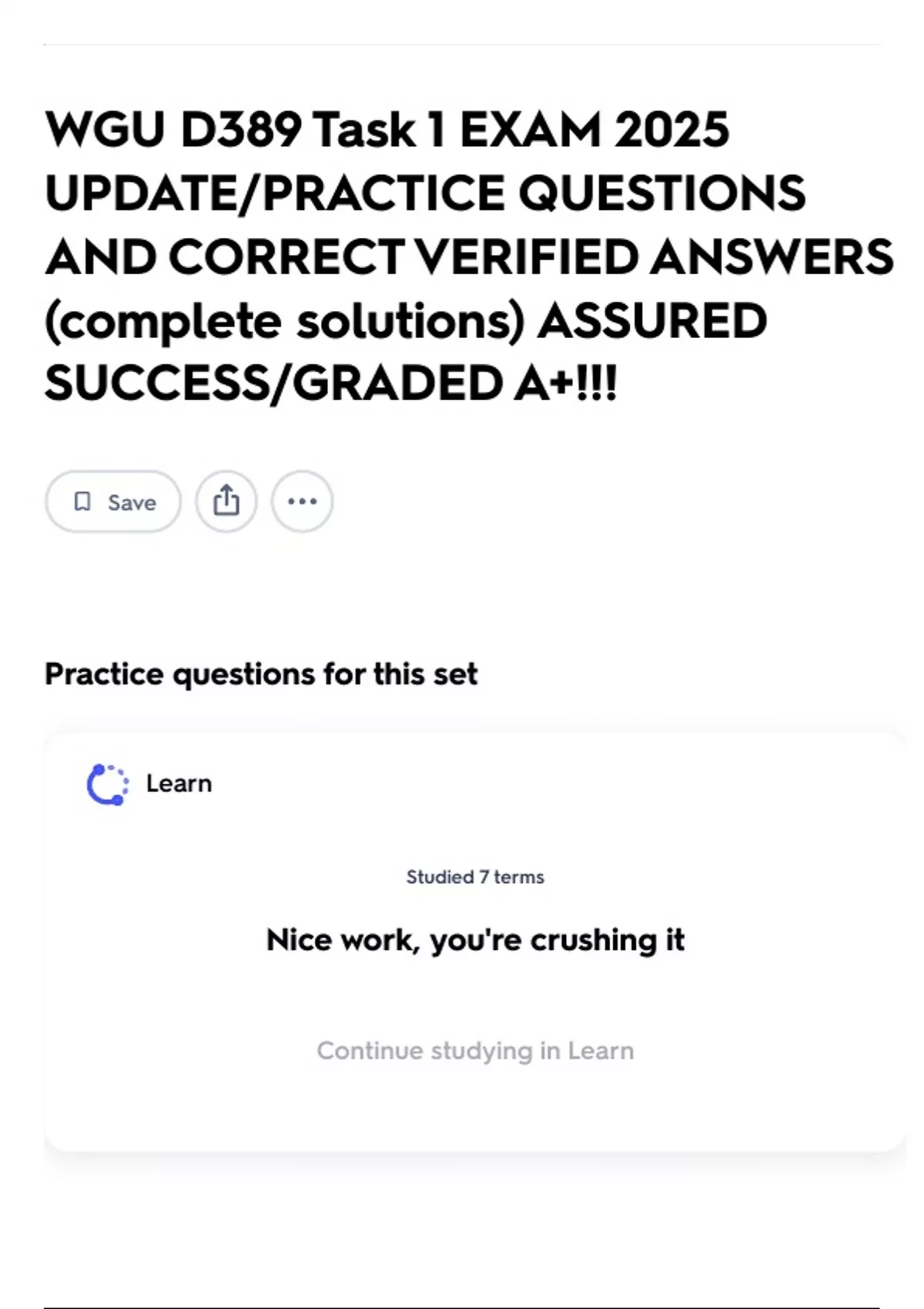 WGU D389 Task 1 EXAM 2025 UPDATE/PRACTICE QUESTIONS AND CORRECT ...