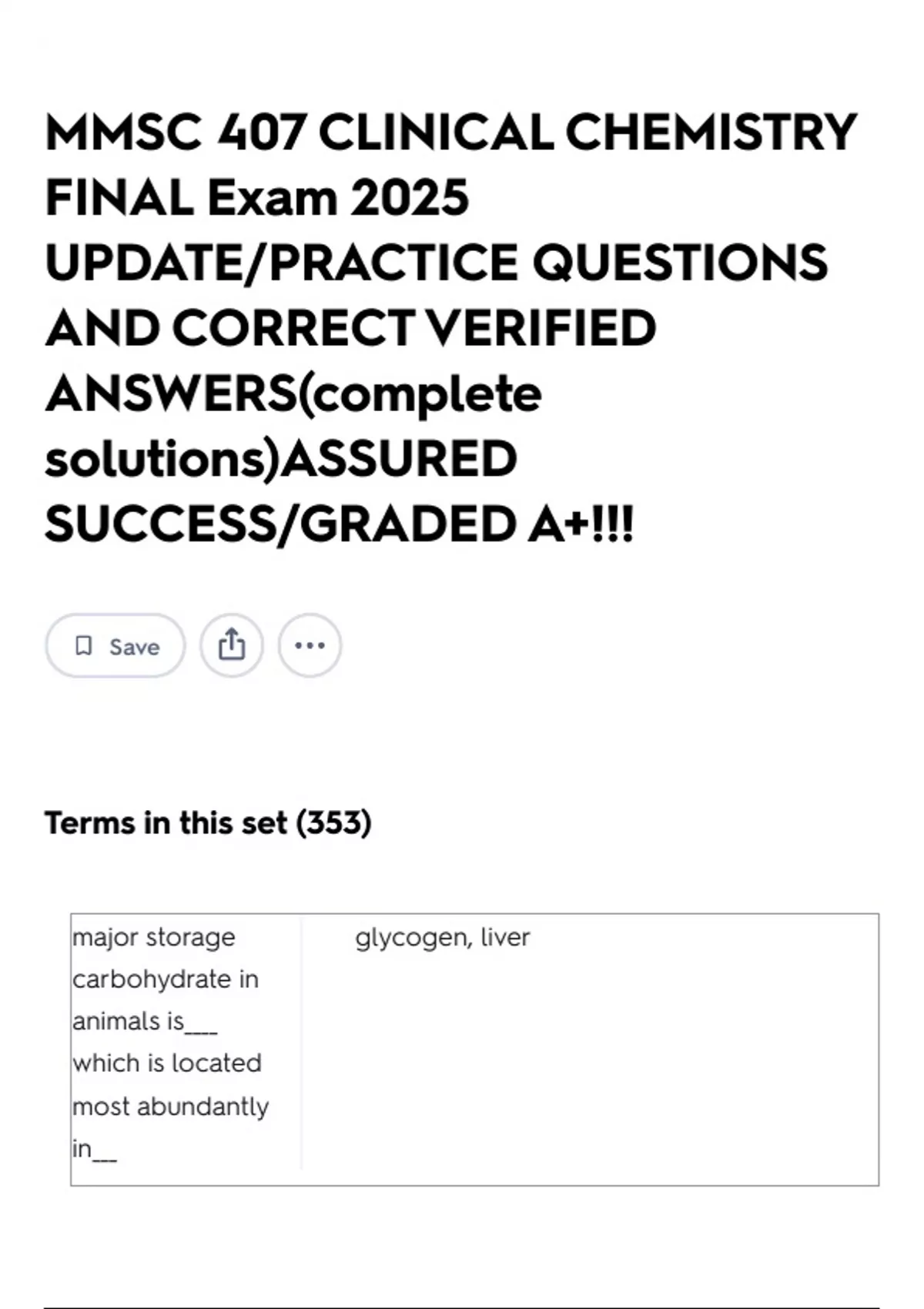 MMSC 407 CLINICAL CHEMISTRY FINAL Exam 2025 UPDATE/PRACTICE QUESTIONS ...
