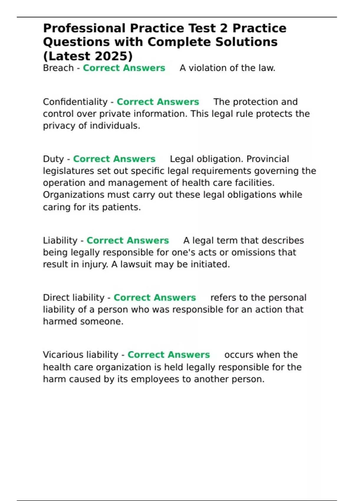 Professional Practice Test 2 Practice Questions with Complete Solutions ...