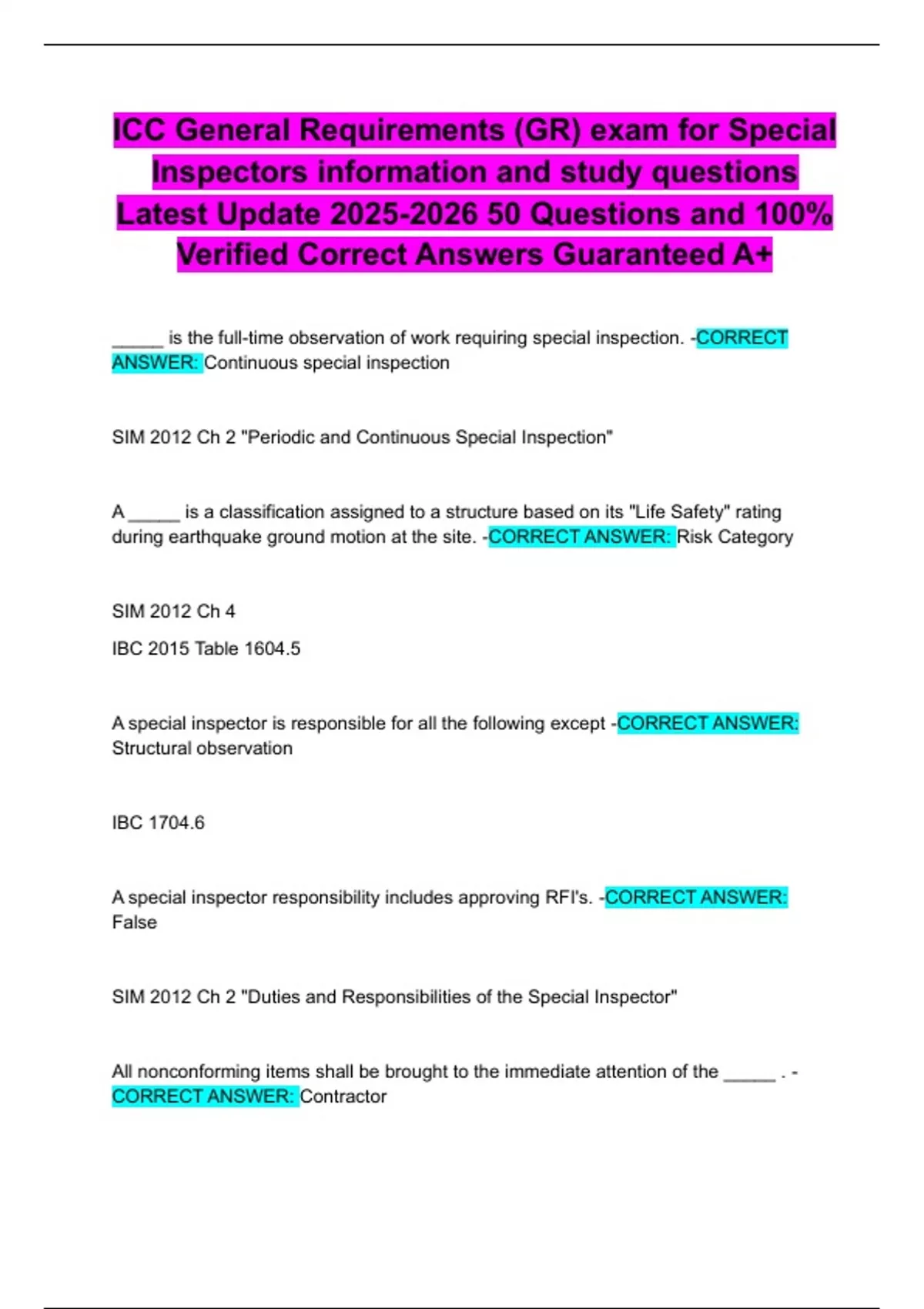 ICC General Requirements (GR) exam for Special Inspectors information ...