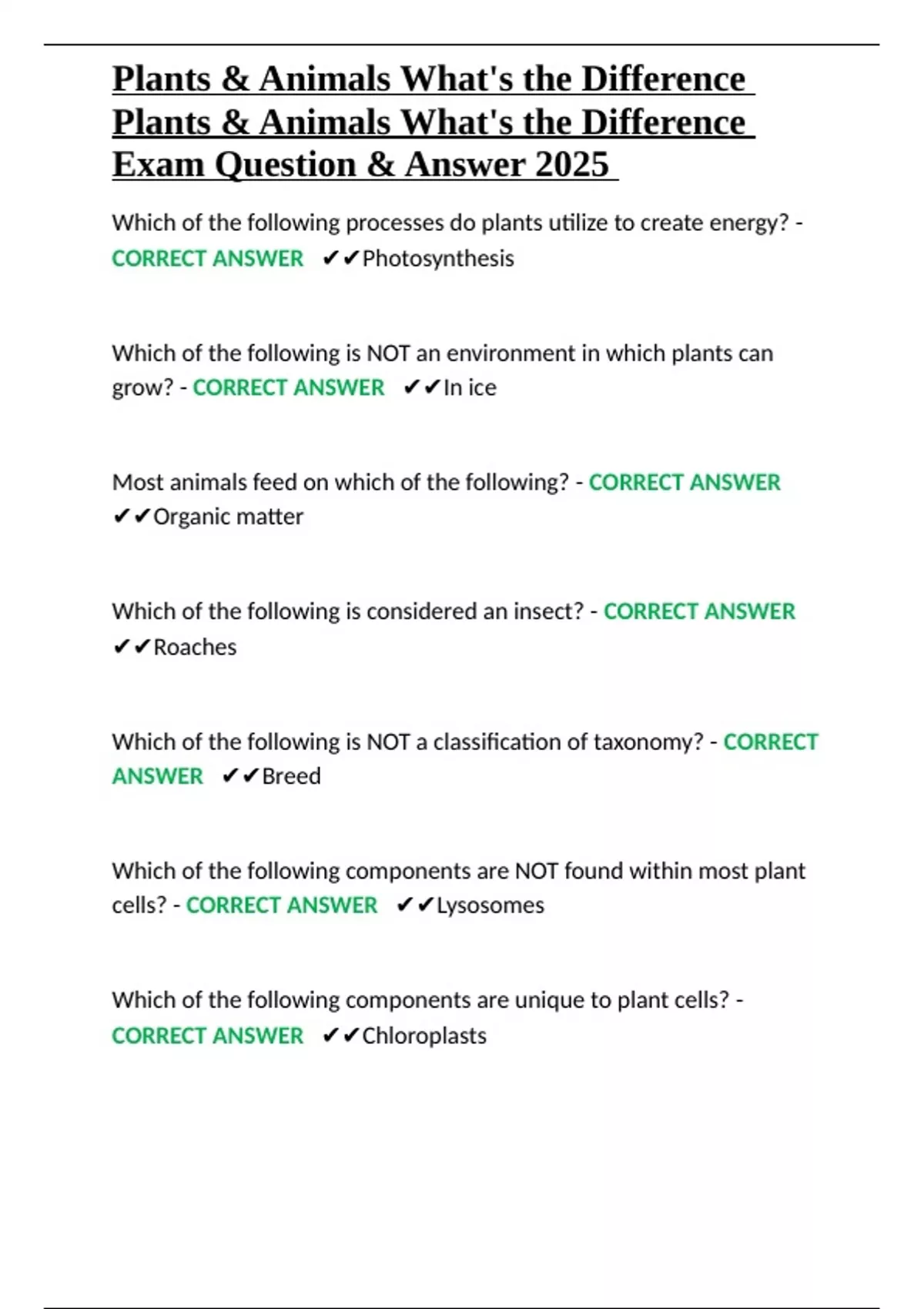 Plants & Animals What-s the Difference Plants & Animals What-s the ...