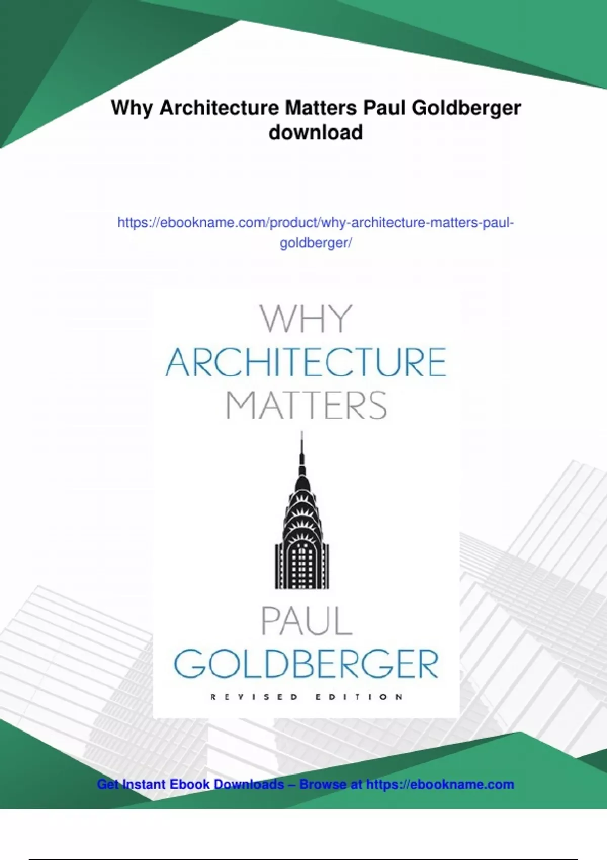 Summary Why Architecture Matters Paul Goldberger - Instant Download ...