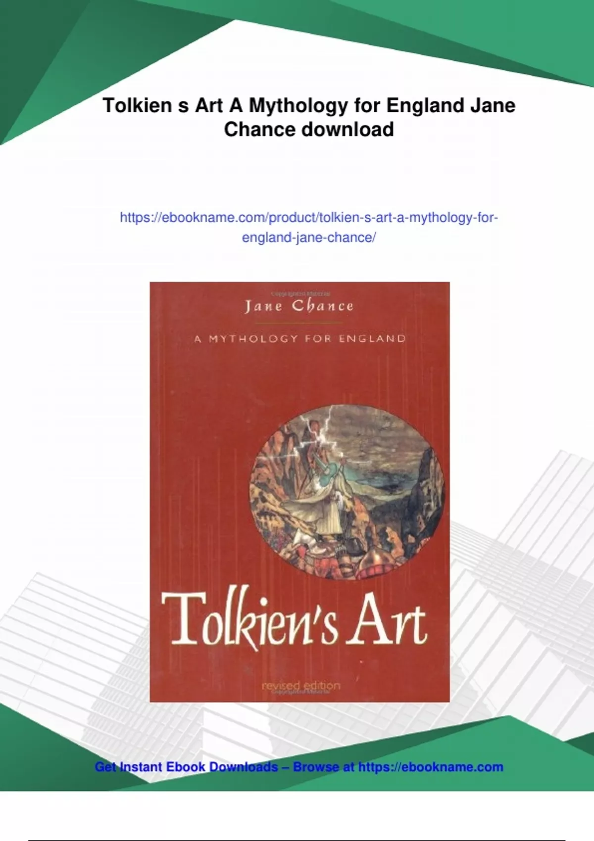 Summary Tolkien s Art A Mythology for England Jane Chance - Digital ...
