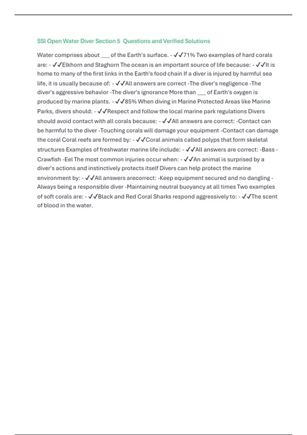 SSI open water final exam, SSI Open Water Final Exam, SSI Open Water Diver Final Exam Questions ...