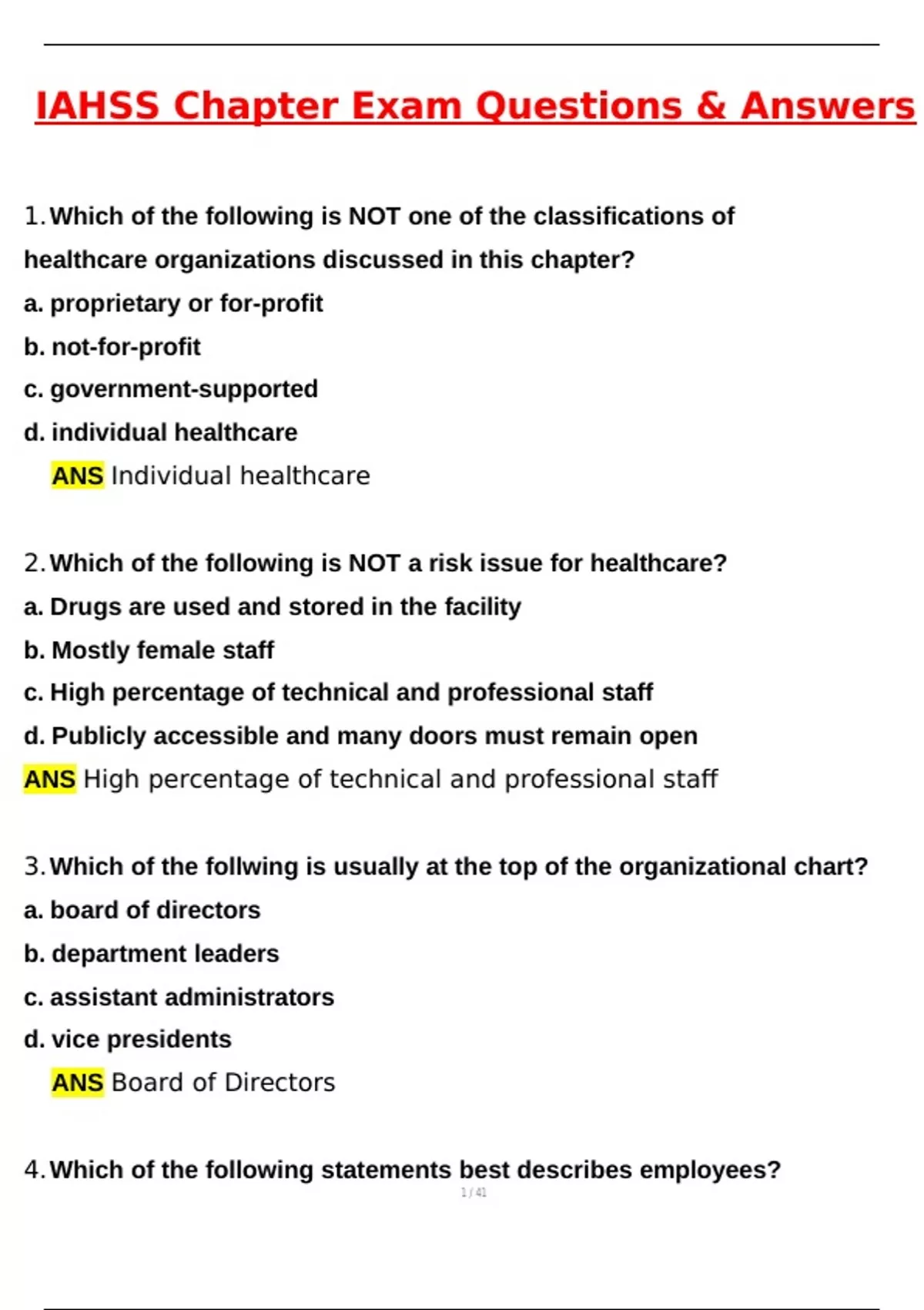 IAHSS Chapter Questions Latest 2025 Actual Questions & Verified Answers ...