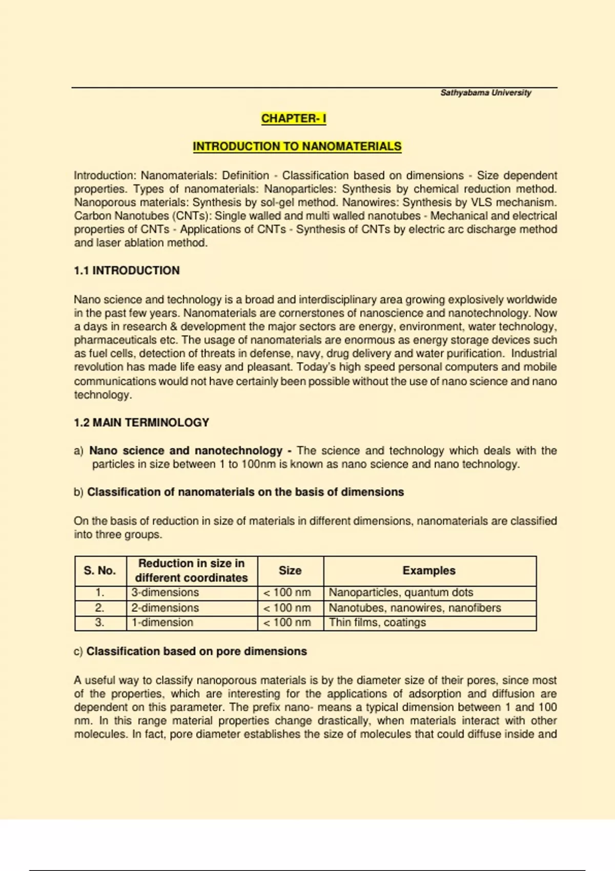 Introduction to Nanomaterials – Sathyabama University – Complete Study ...