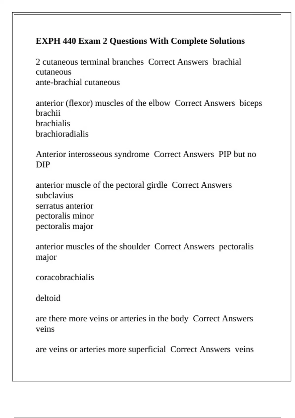 EXPH 440 Exam 2 Questions With Complete Solutions - EXPH 440 - Stuvia US