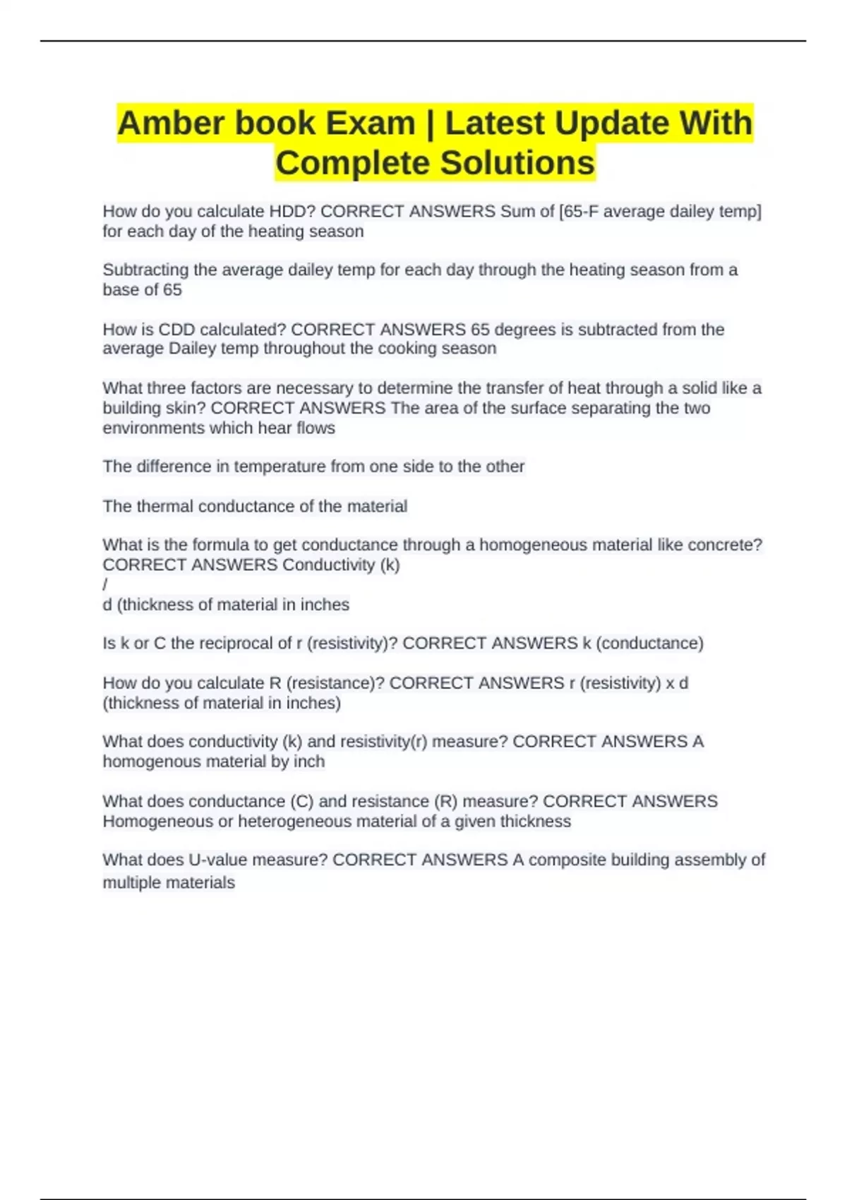 Amber book Exam | Latest Update With Complete Solutions - Amber Book ...