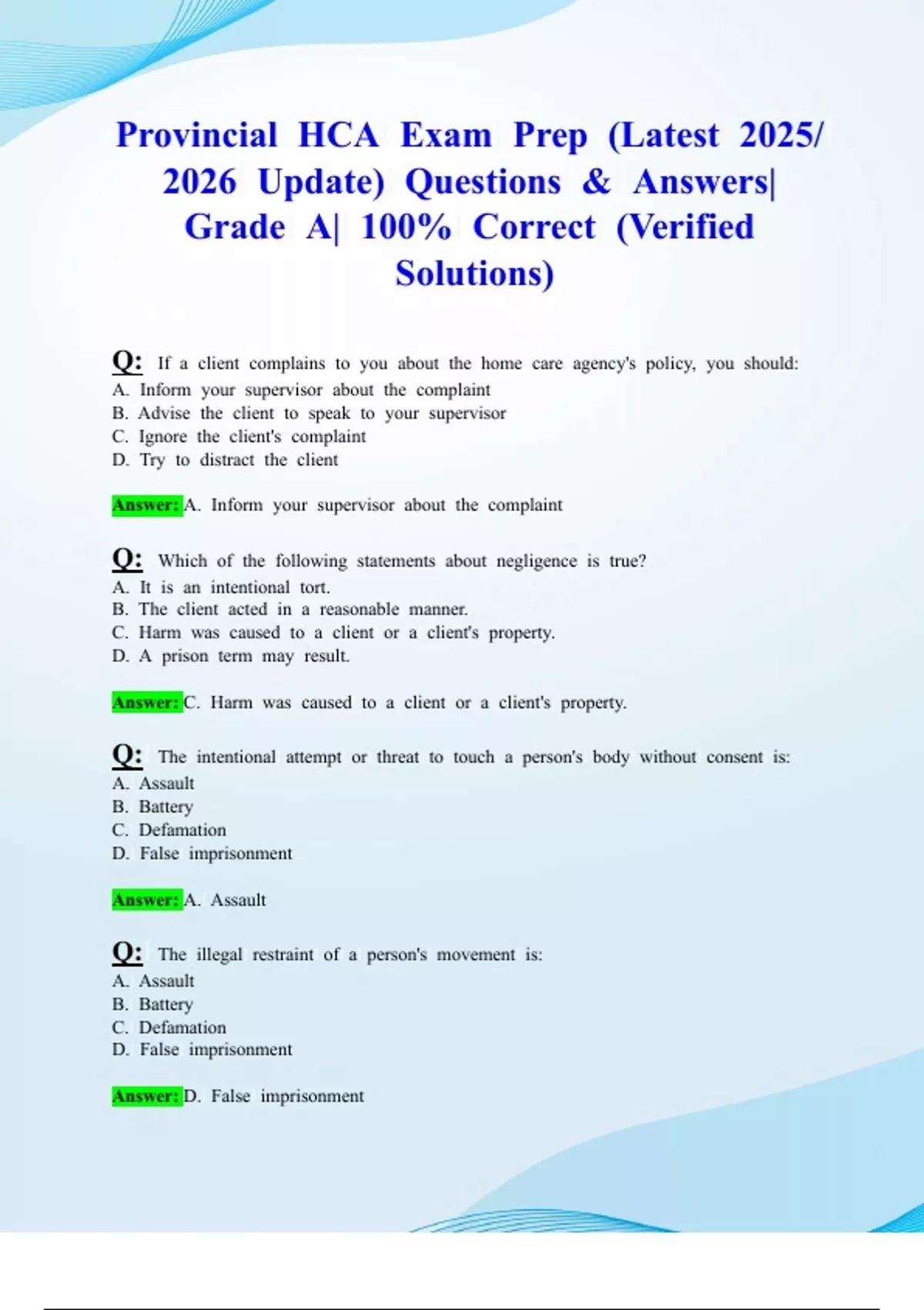 Provincial / HCA Exams (Latest 2025/ 2026 Updates STUDY BUNDLE PACKAGE ...