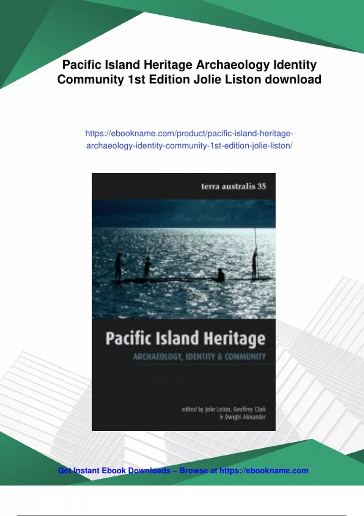 Summary Pacific Island Heritage Archaeology Identity Community 1st ...