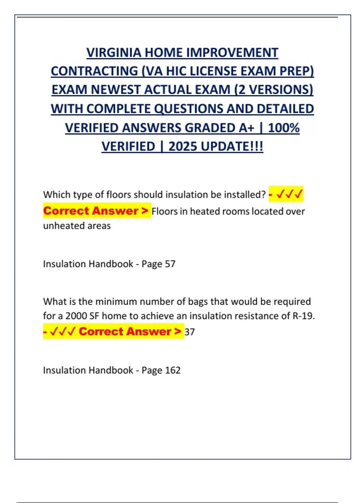 VIRGINIA HOME IMPROVEMENT CONTRACTING (VA HIC LICENSE EXAM PREP) EXAM ...