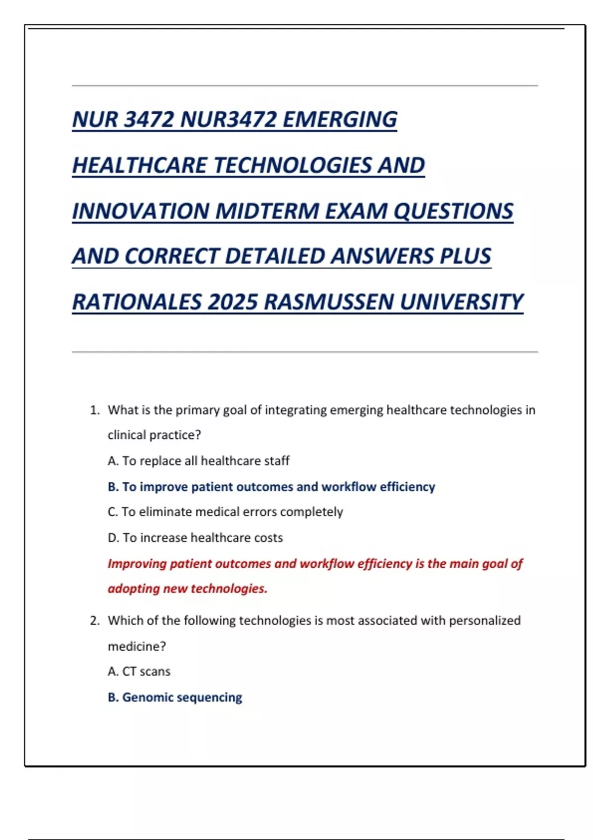 NUR 3472 NUR3472 EMERGING HEALTHCARE TECHNOLOGIES AND INNOVATION ...