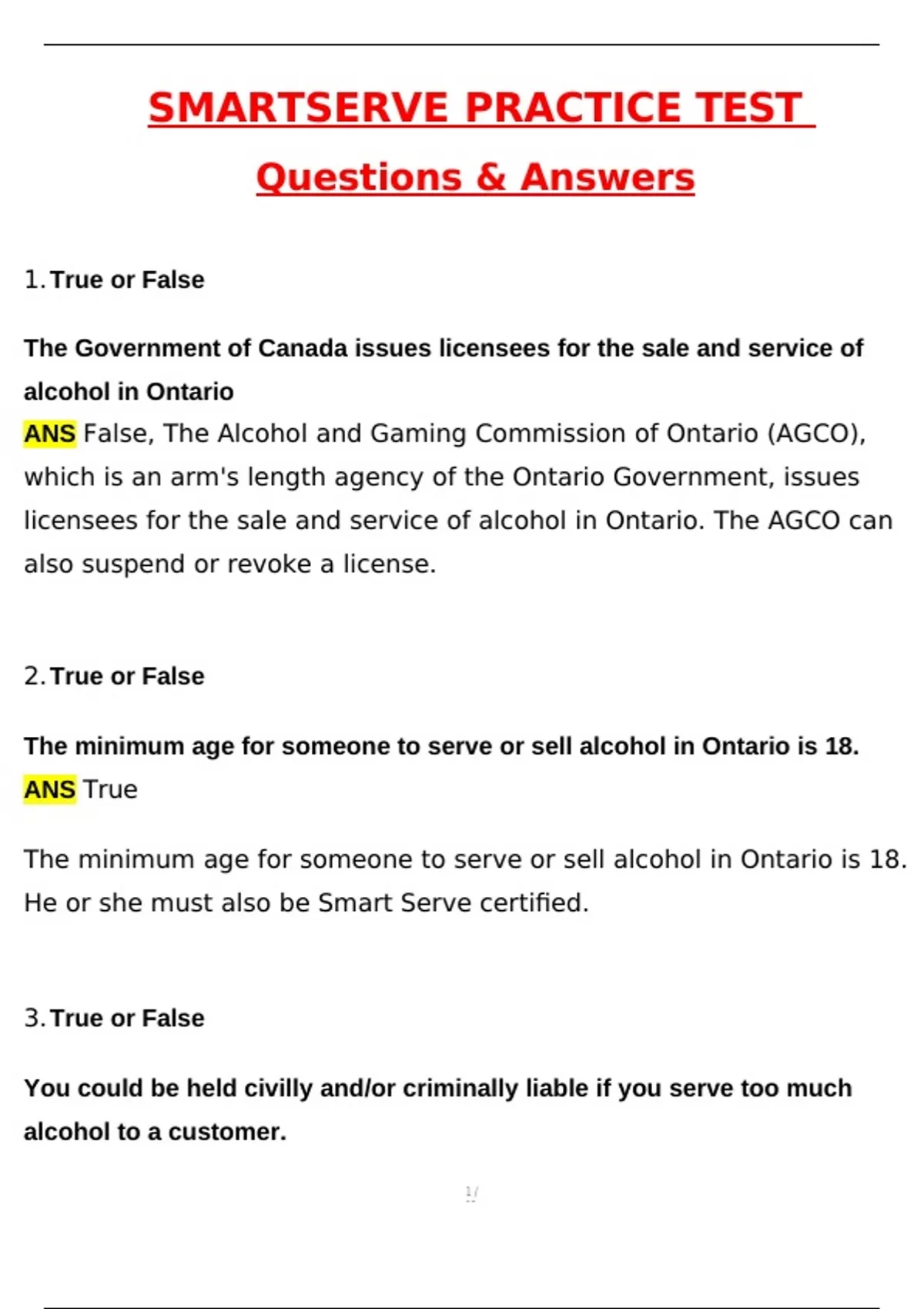 SMARTSERVE Practice Test Latest 2025 Actual Questions & Verified ...