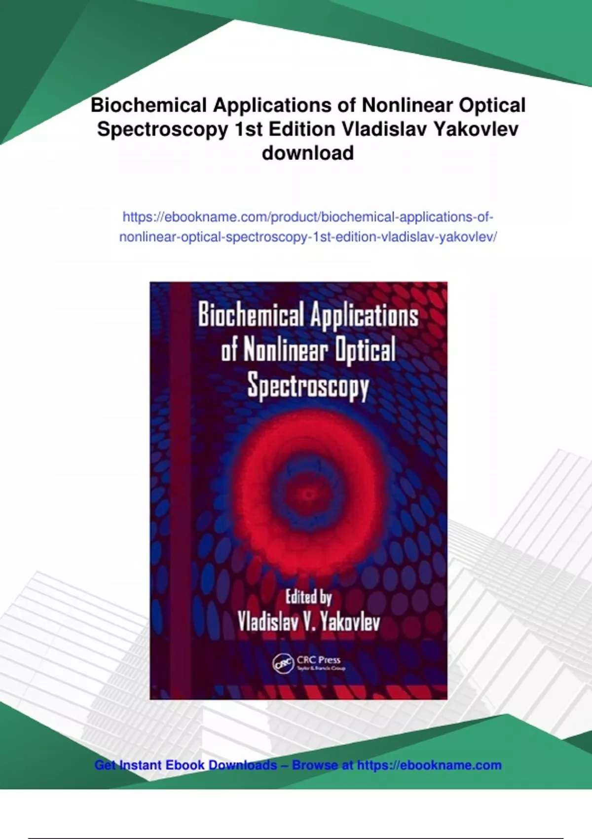 Summary Biochemical Applications of Nonlinear Optical Spectroscopy 1st ...