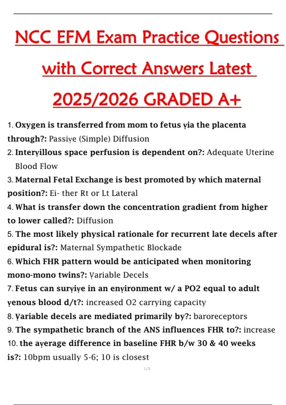 NCC EFM Exam Practice Questions with Correct Answers Latest 2025/2026 ...