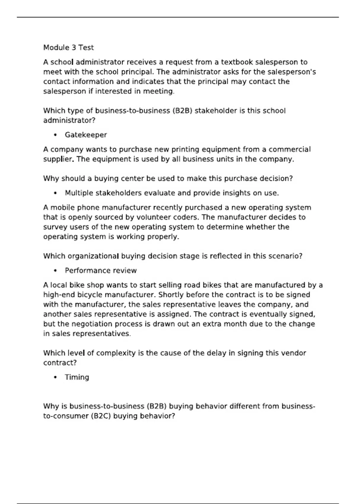 Sales Management (D099) Module 3 WGU 2025 With Correct Answers ...