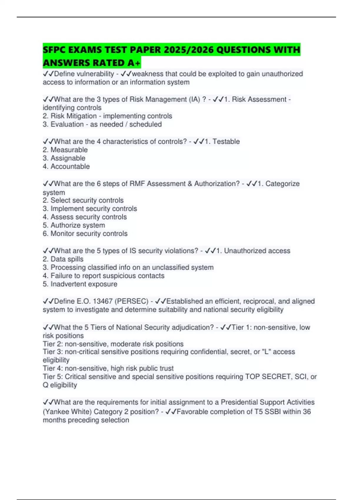 SFPC EXAMS TEST PAPER 2025/2026 QUESTIONS WITH ANSWERS RATED A+ - Sfpc ...