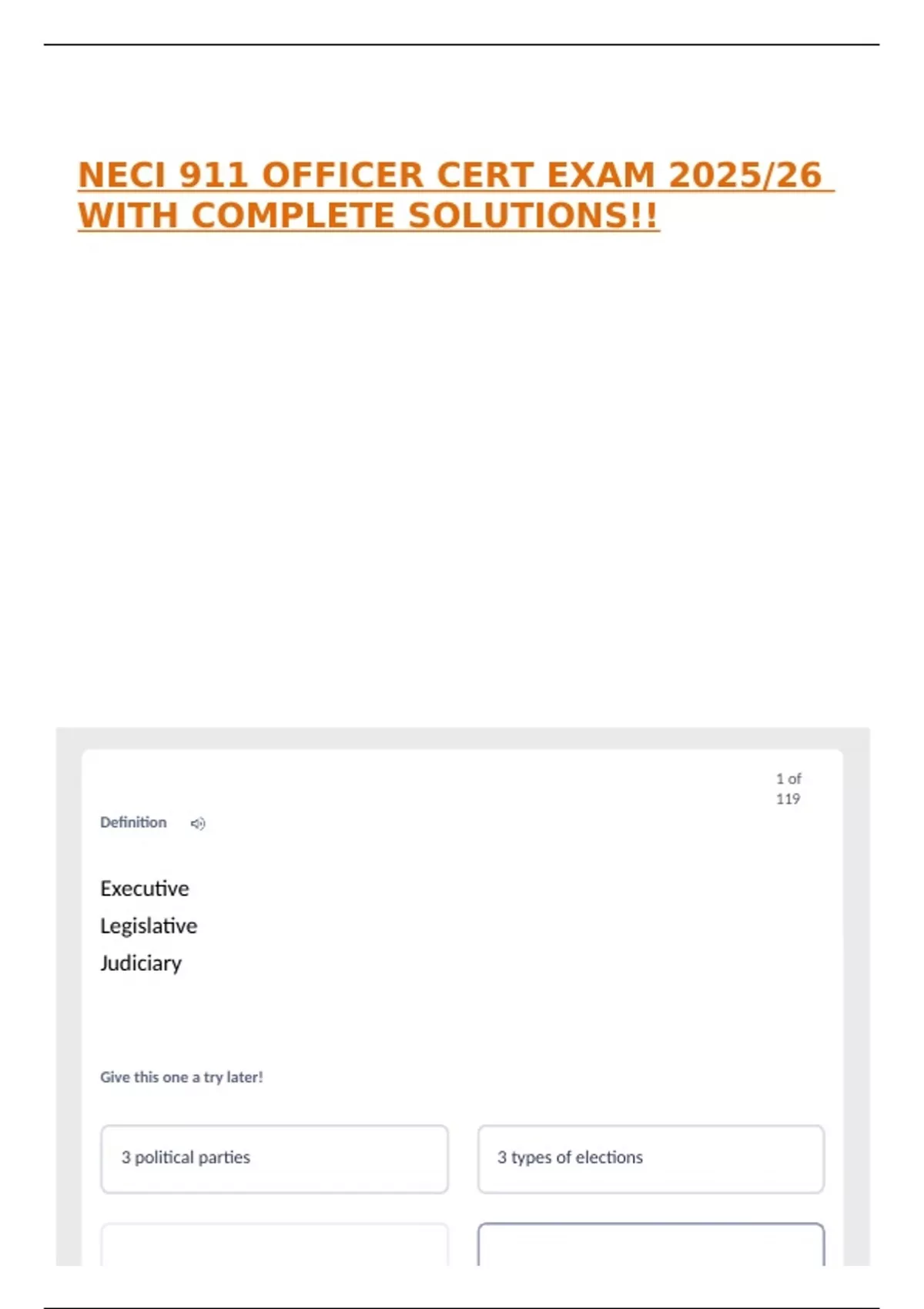 NECI 911 OFFICER CERT EXAM 2025/26 WITH COMPLETE SOLUTIONS!! - NECI 911 ...