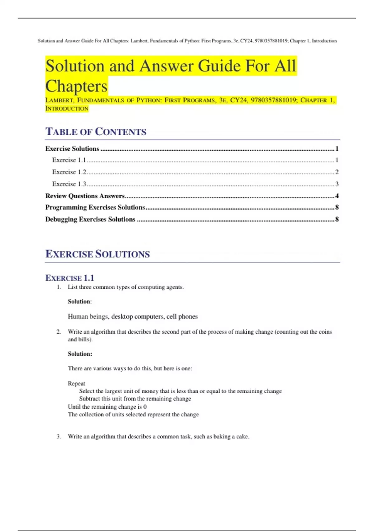 Solution Manual & Answer Guide for Fundamentals of Python, First Programs, 3rd Edition By ...