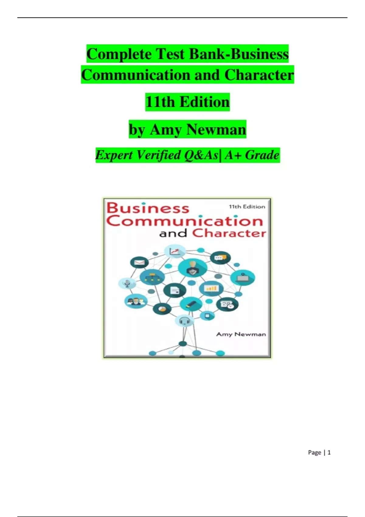 Complete Test Bank -Business Communication and Character 11th Edition ...
