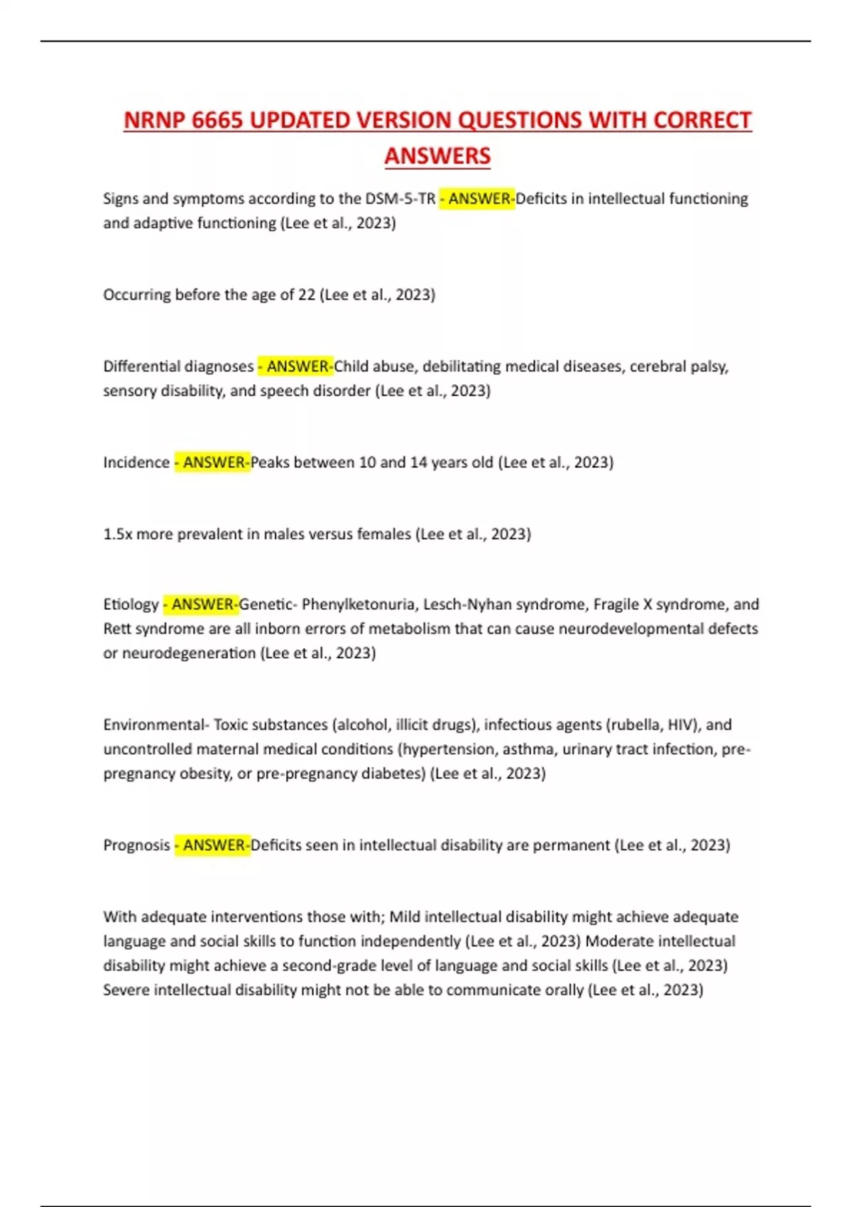 NRNP 6665 UPDATED VERSION QUESTIONS WITH CORRECT ANSWERS - Nursing ...