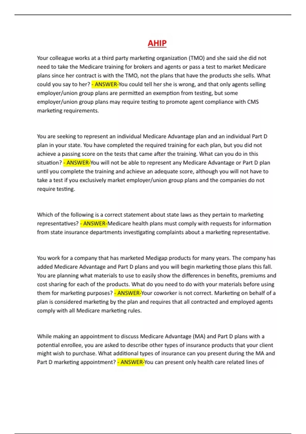 AHIP UPDATED 2025/2026 QUESTIONS WITH VERIFIED AND EXPLAINED ANSWERS ...