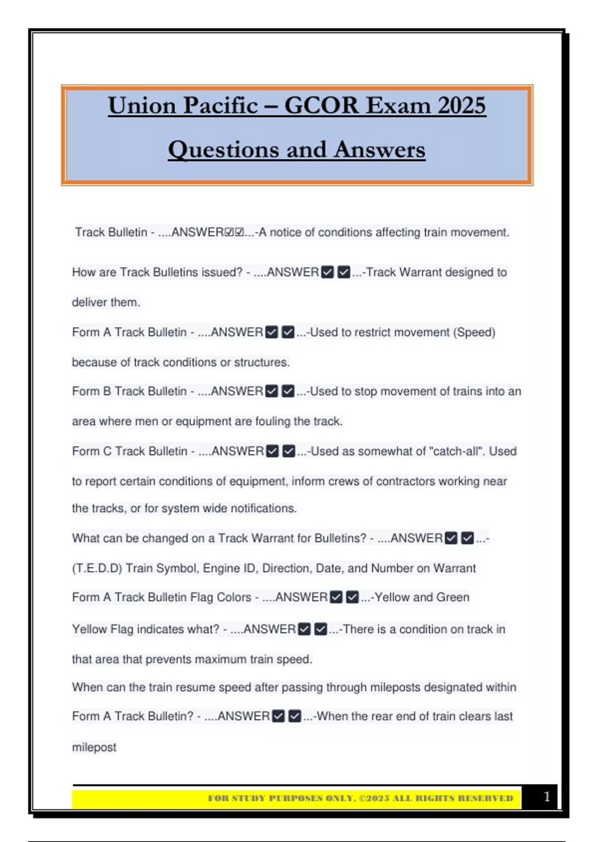 Union Pacific – GCOR Exam 2025 Questions and Answers - Union Pacific ...