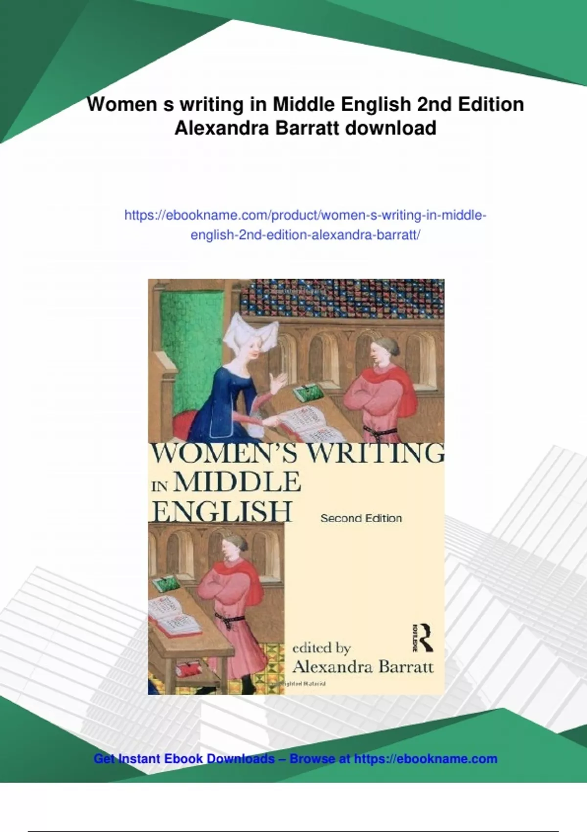 Summary Women s writing in Middle English 2nd Edition Alexandra Barratt ...