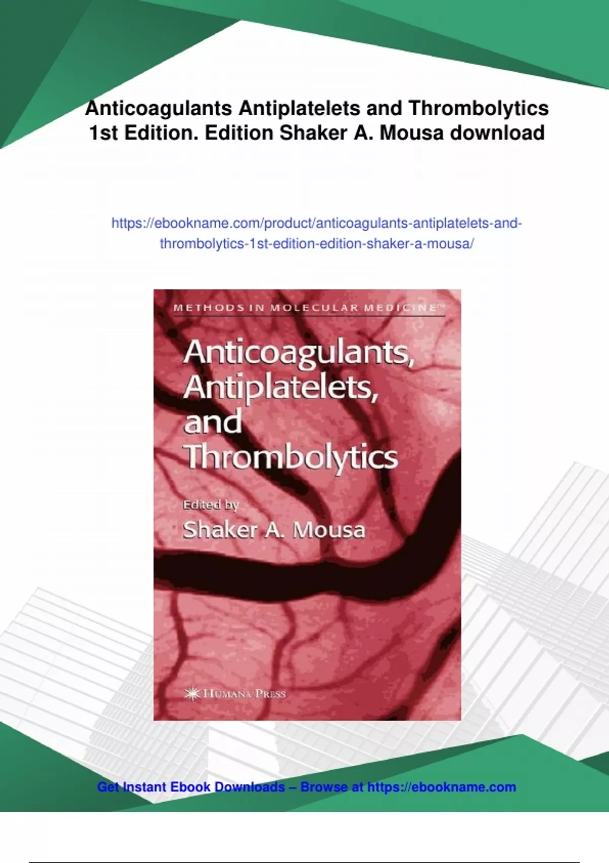 Summary Anticoagulants Antiplatelets and Thrombolytics 1st Edition ...
